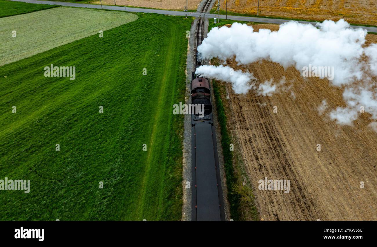 Aerial view winding train track hi-res stock photography and images - Alamy