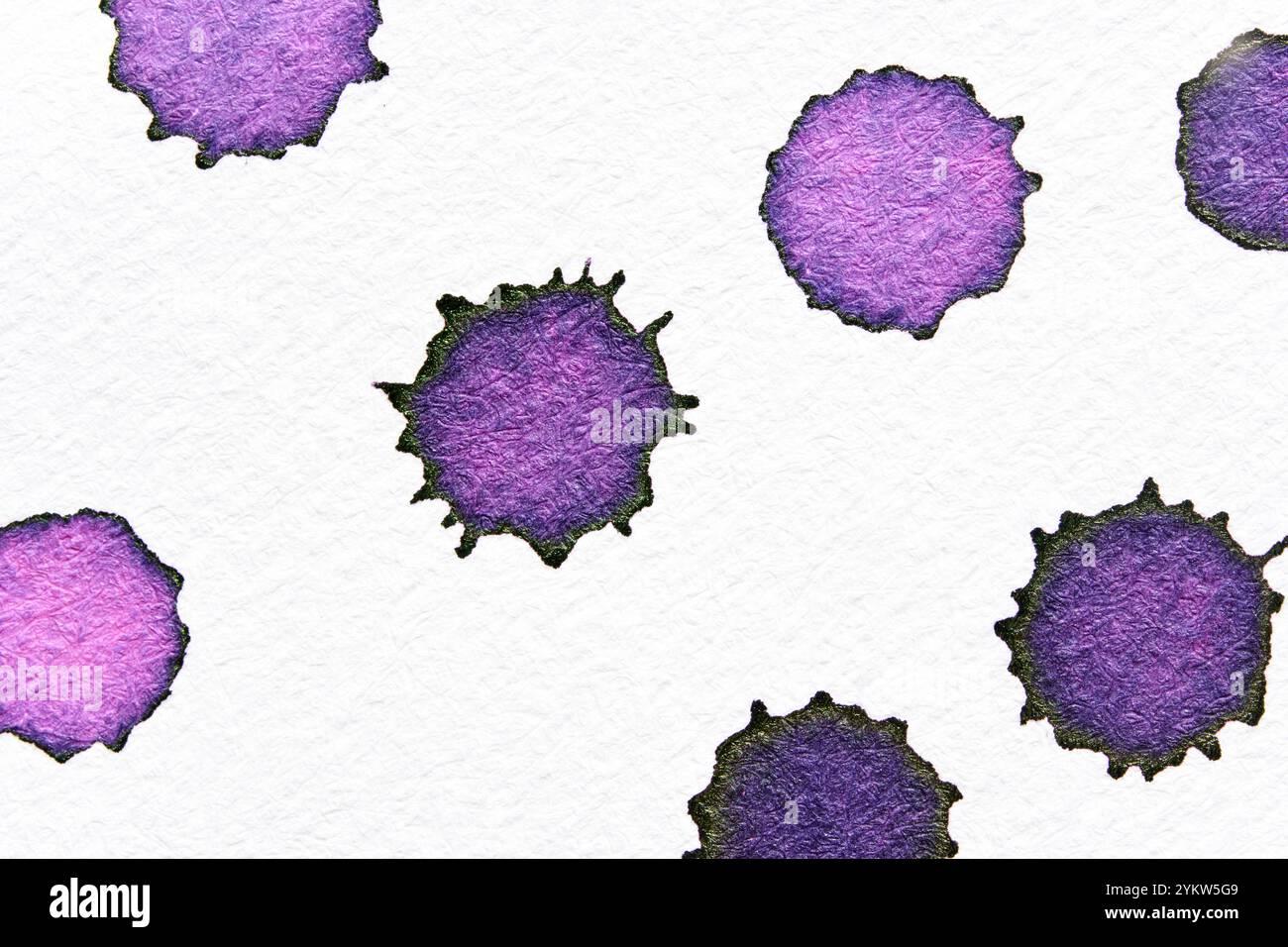 Abstract purple ink splatter pattern on textured white background for ...