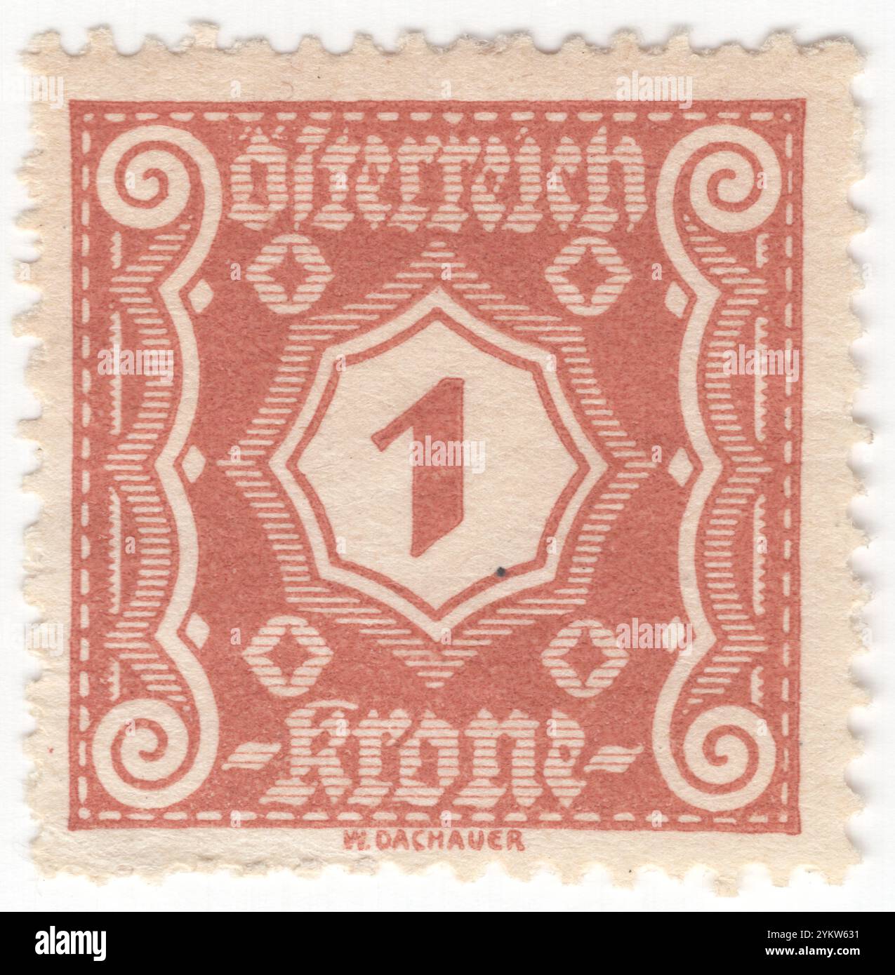 AUSTRIA — 1922 January: 1 krone reddish-buff postage due stamp ...