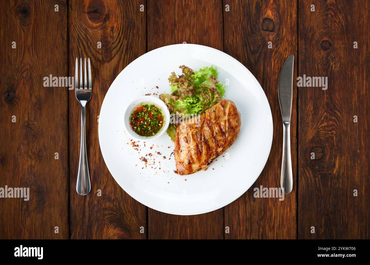 Restaurant food - chicken fillet grilled steak Stock Photo - Alamy