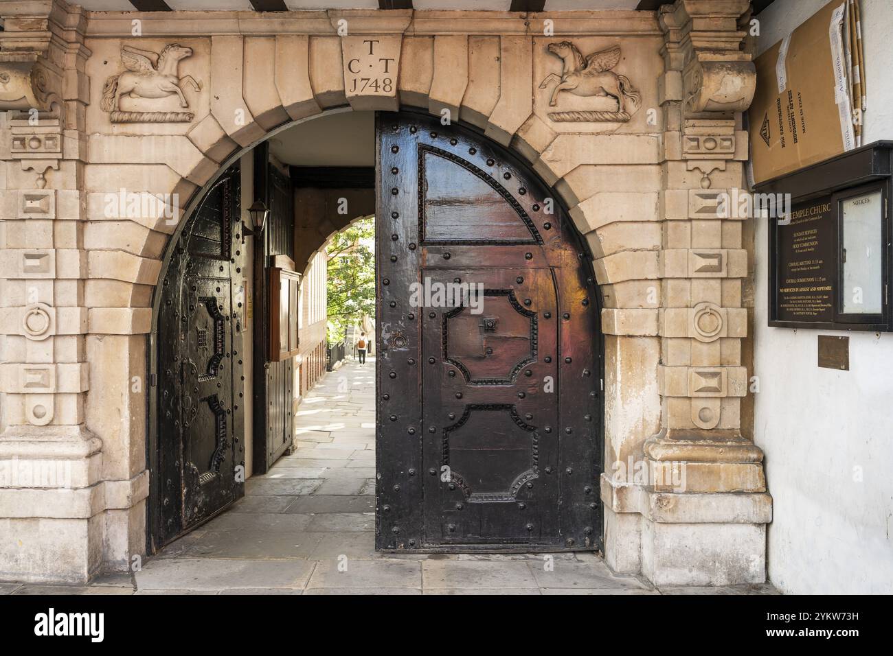 Entrance to the medieval Temple Church, Anglican church between Fleet ...