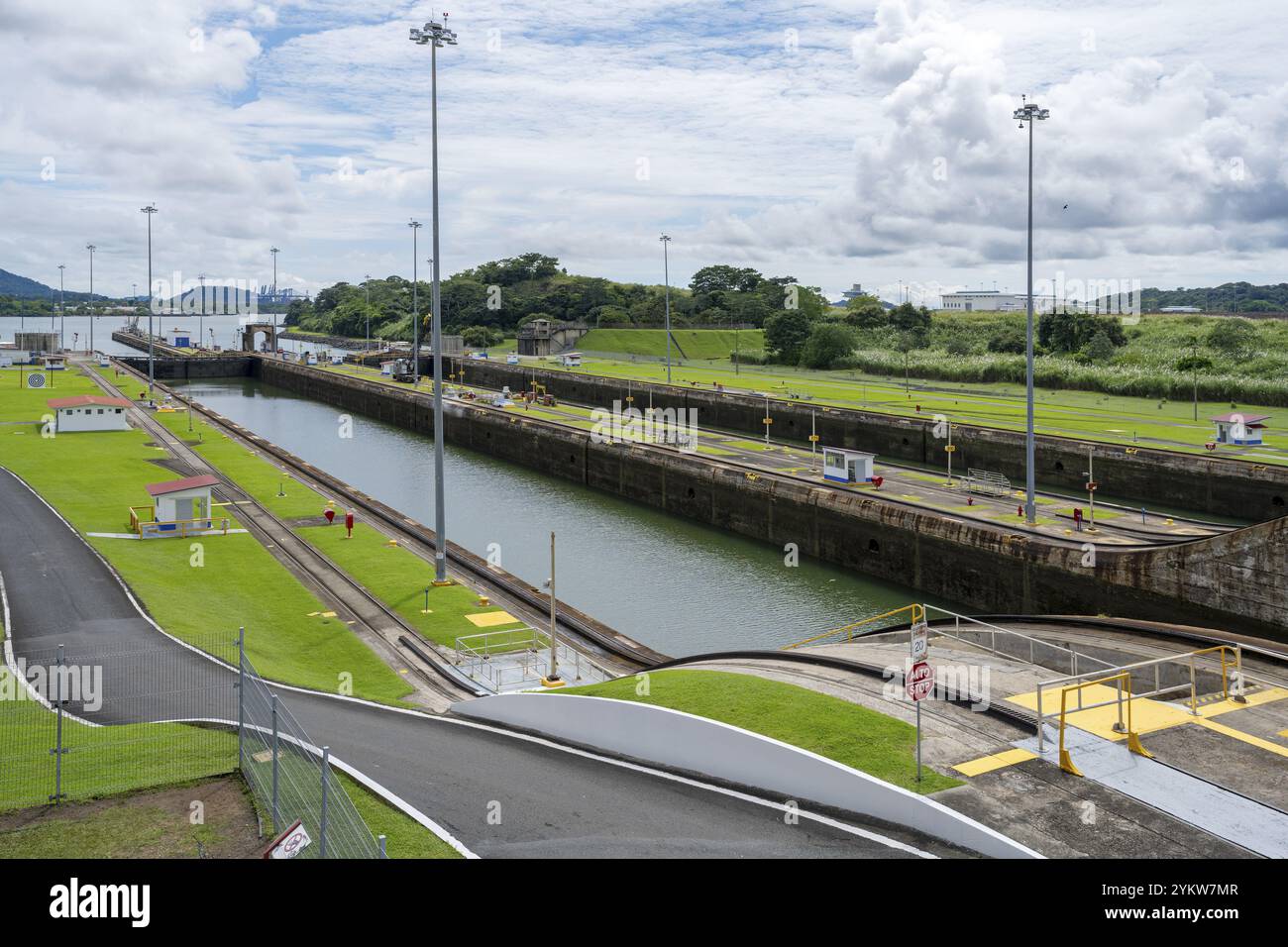 Panama Canal lock Central America Stock Photo - Alamy