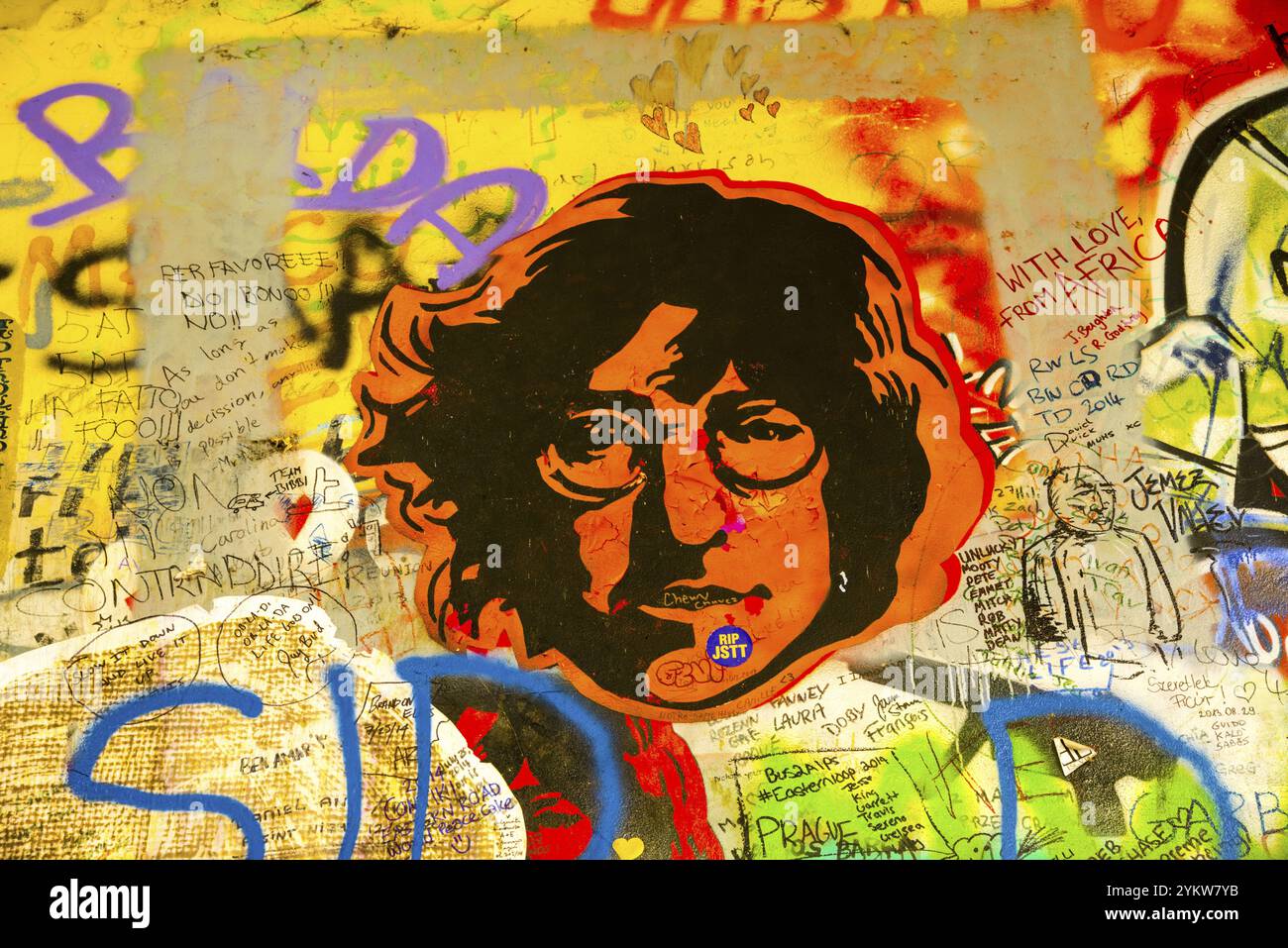 Graffiti, John Lennon Wall, Grossprior Square, Prague, Czech Republic ...