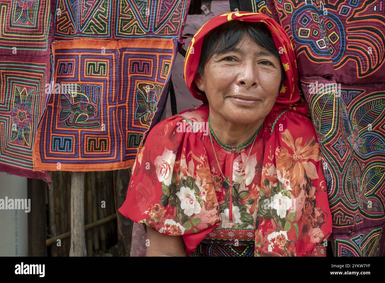 Bocas del Toro Indigenous Guna woman on San Blas Islands Panama Stock ...