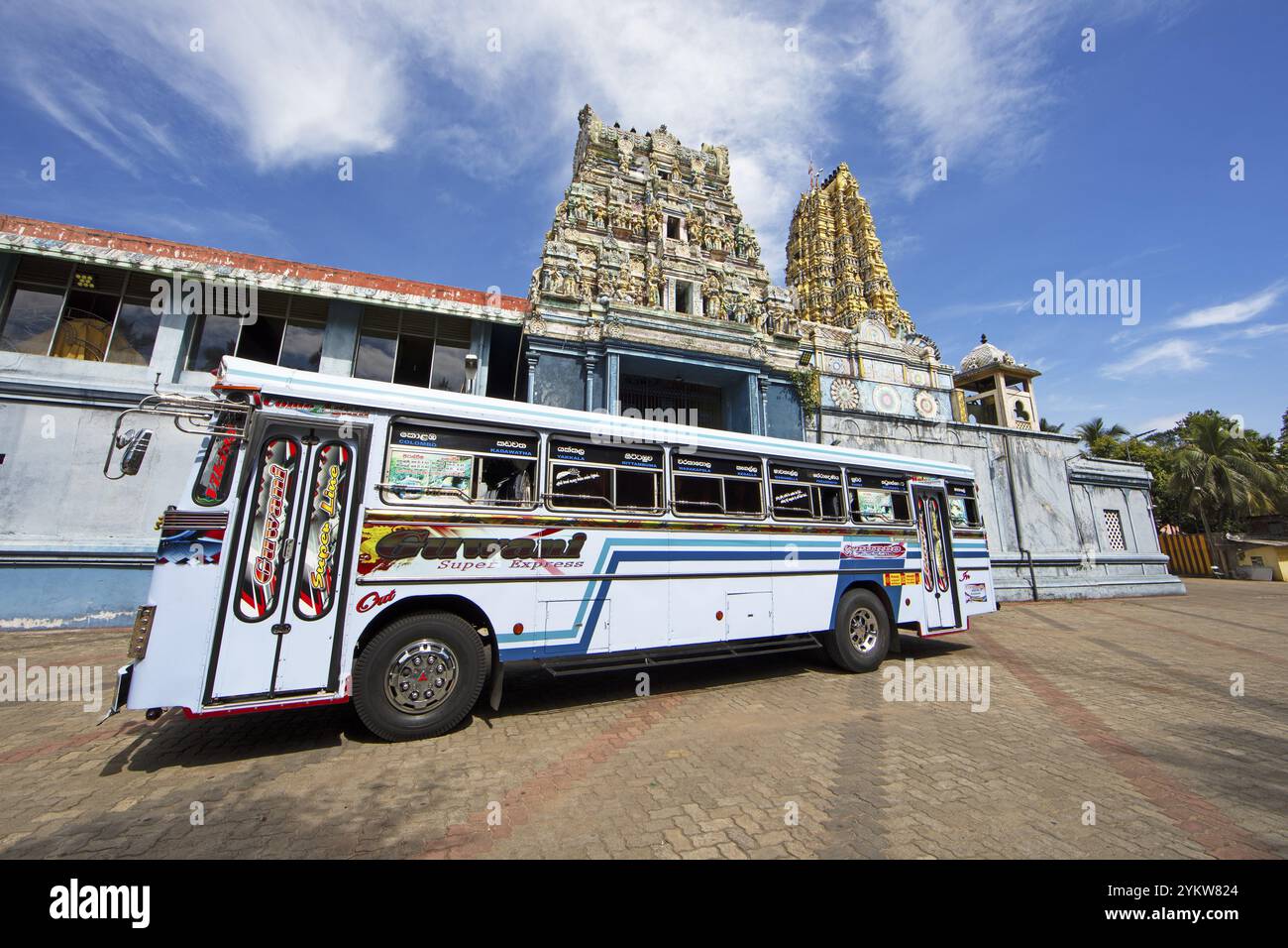 Sri Lankan bus, behind the Hindu Sri Muthumariamman temple, Matale ...