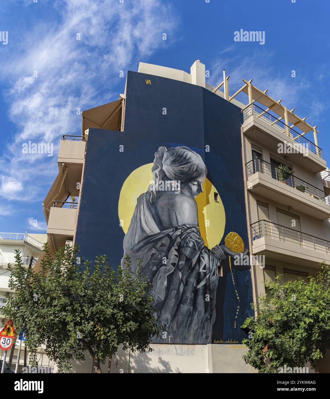 A picture of The Mitos of Ariadnis mural in Heraklion. Created by Nikos ...