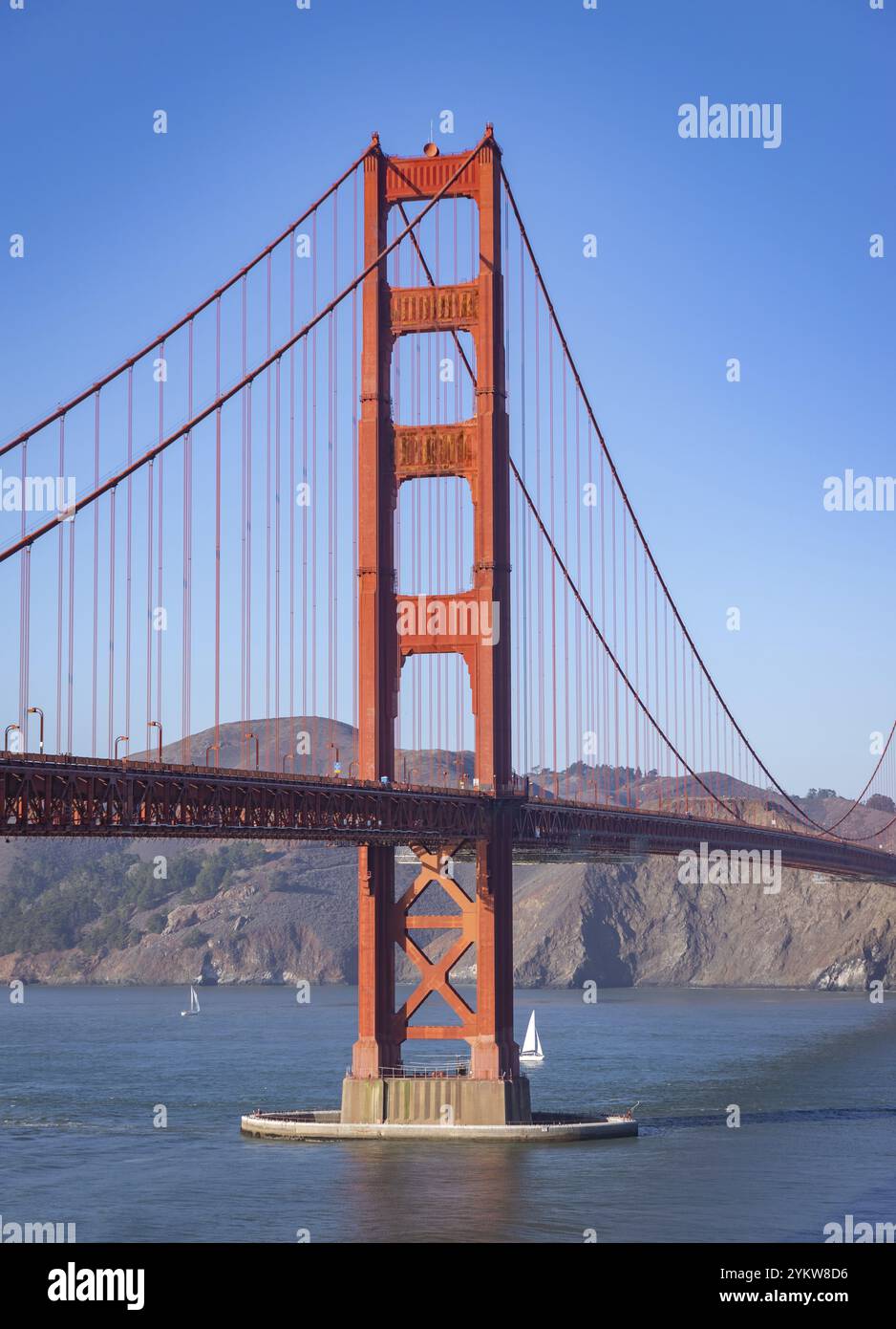 A picture of the Golden Gate Bridge Tower as seen from Battery East ...