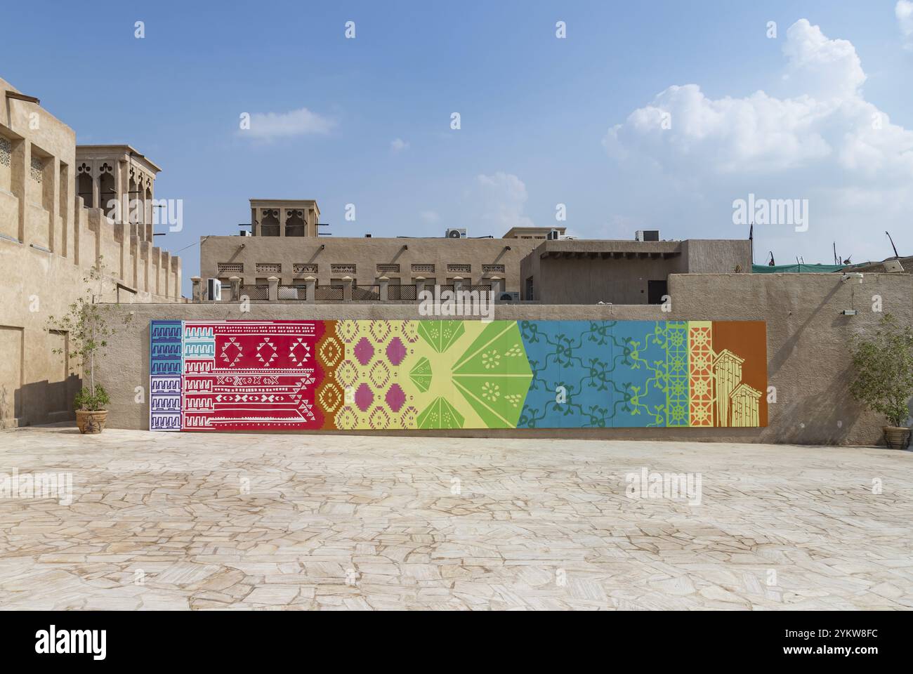 A picture of a colorful mural at the Al Fahidi Historical Neighbourhood ...
