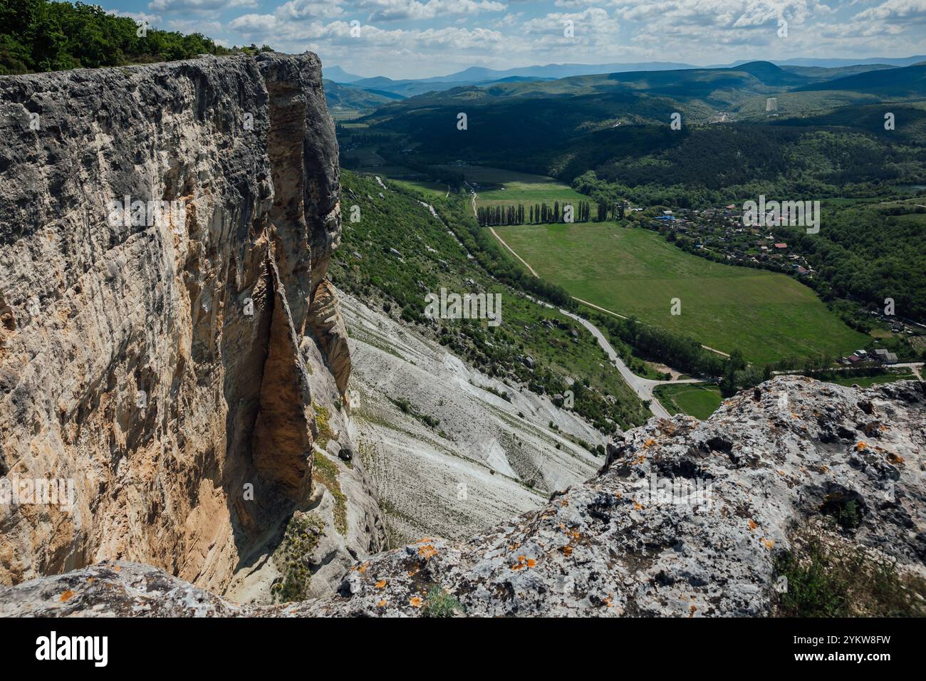 scenery from the top of the cliff to the mountain forest Stock Photo ...