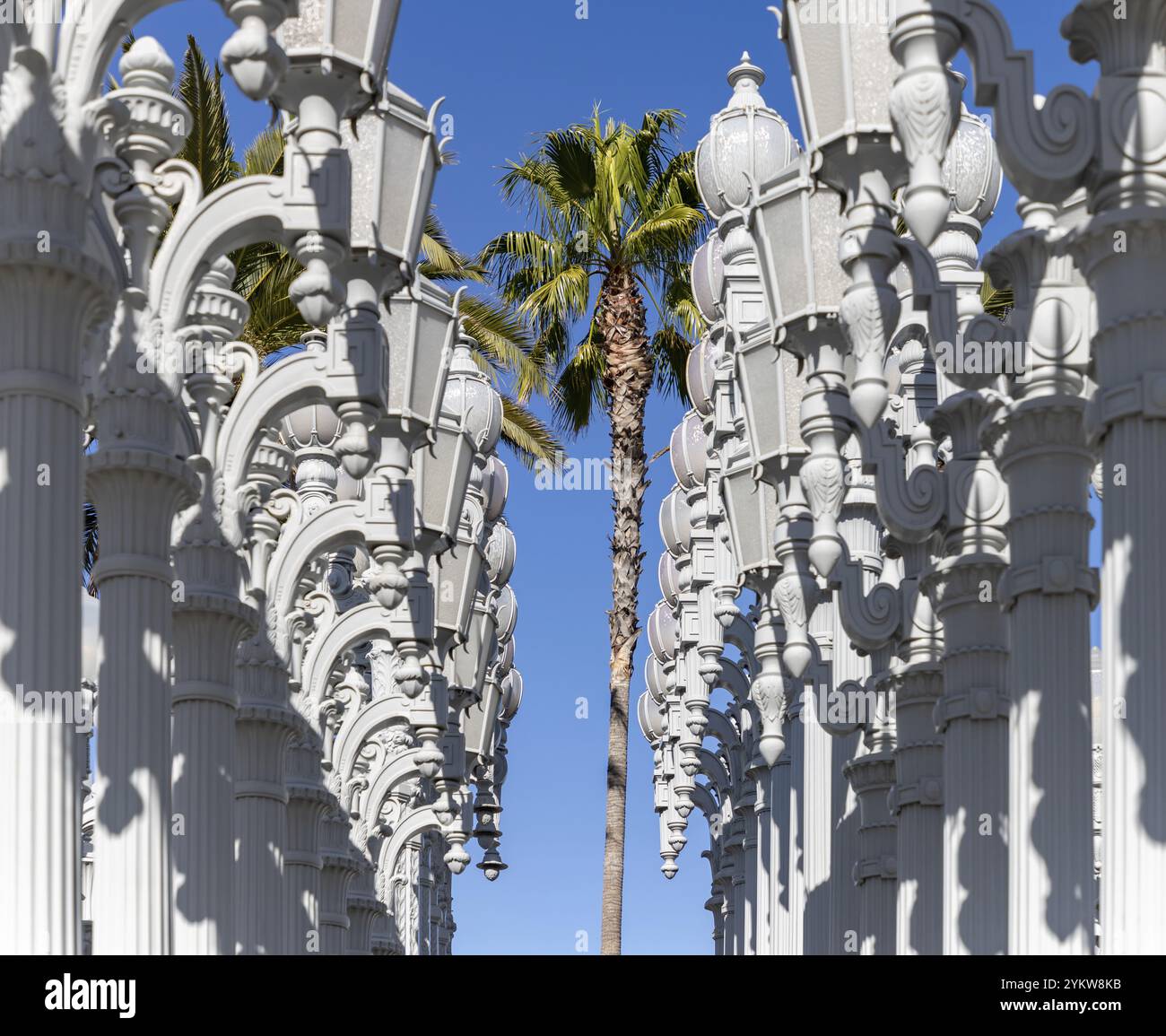 A picture of Urban Light, a public art designed by Chris Burden and ...