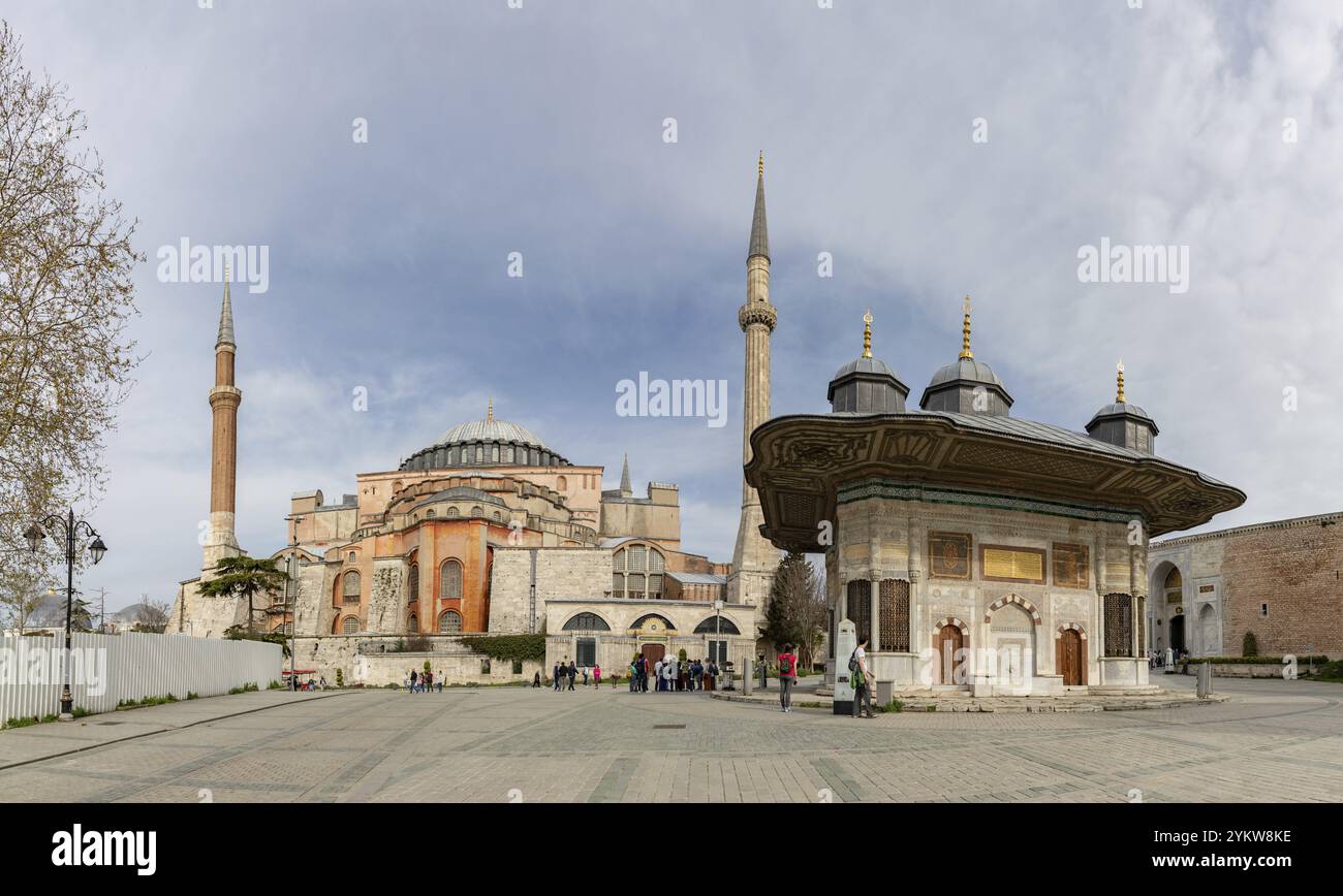 A picture of the Hagia Sophia and the Fountain Sultan Ahmed III Stock ...