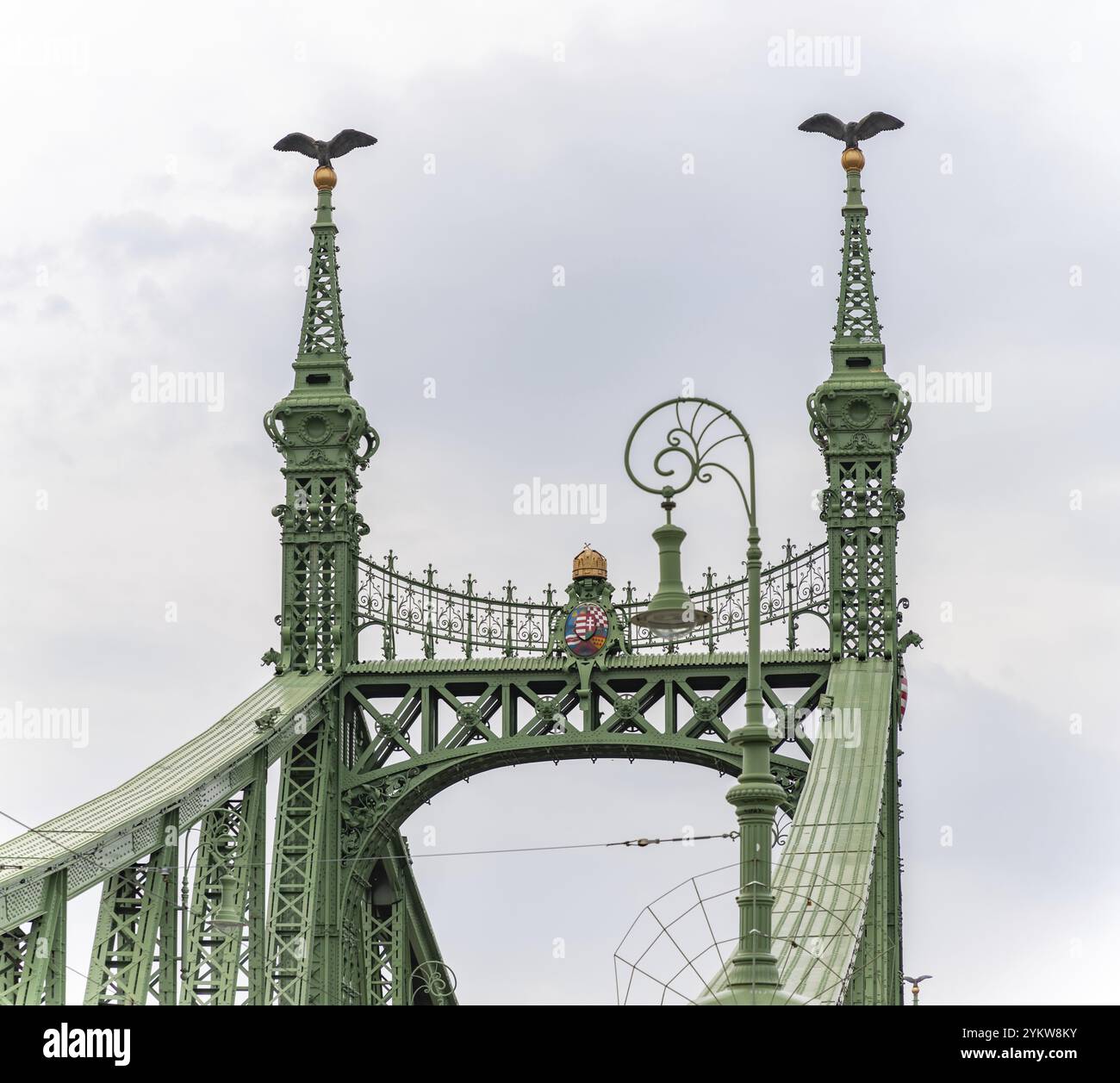 A picture of the upper section of the Liberty Bridge's tower Stock ...