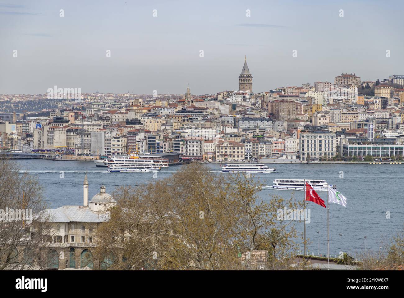 A picture of the buildings and waterfront of the Beyoglu district, with ...