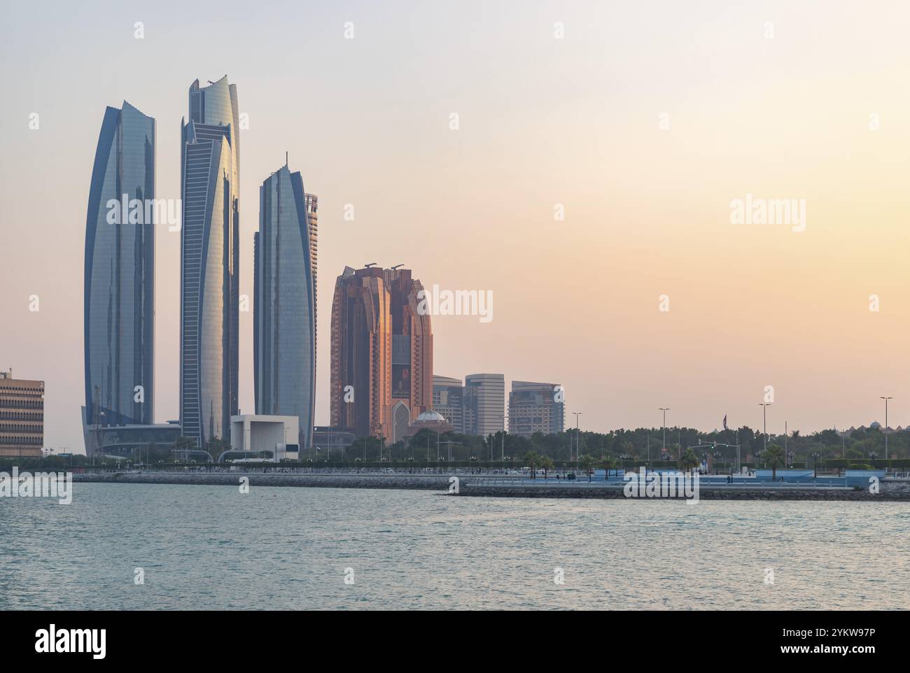 A picture of the Etihad Towers at sunset Stock Photo - Alamy