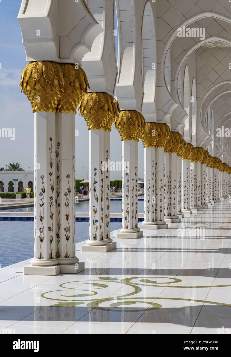 A picture of the arcades of the Sheikh Zayed Grand Mosque Stock Photo ...