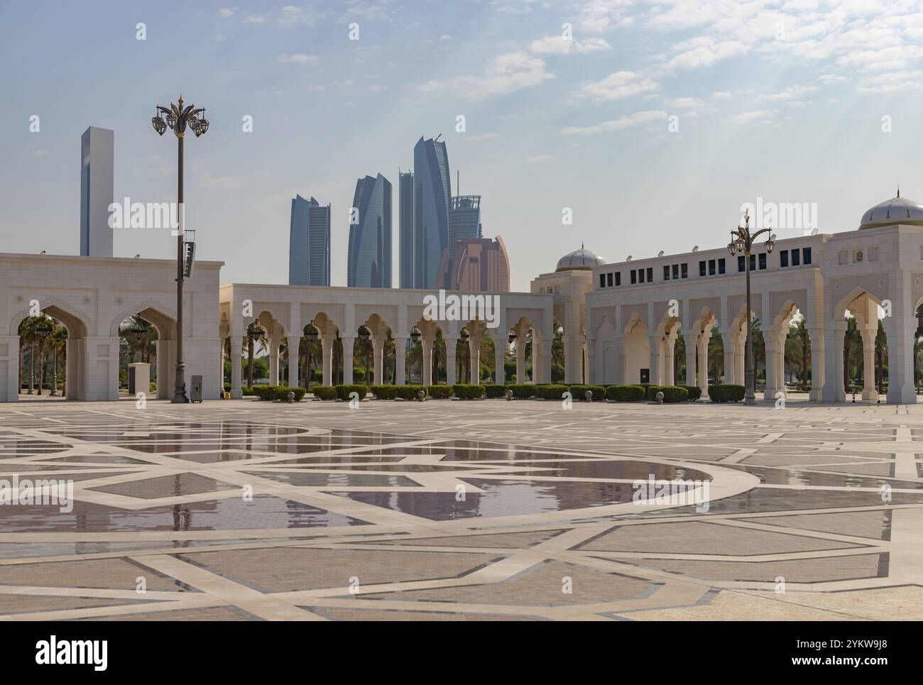 A picture of the Etihad Towers as seen from the Qasr Al Watan Stock ...