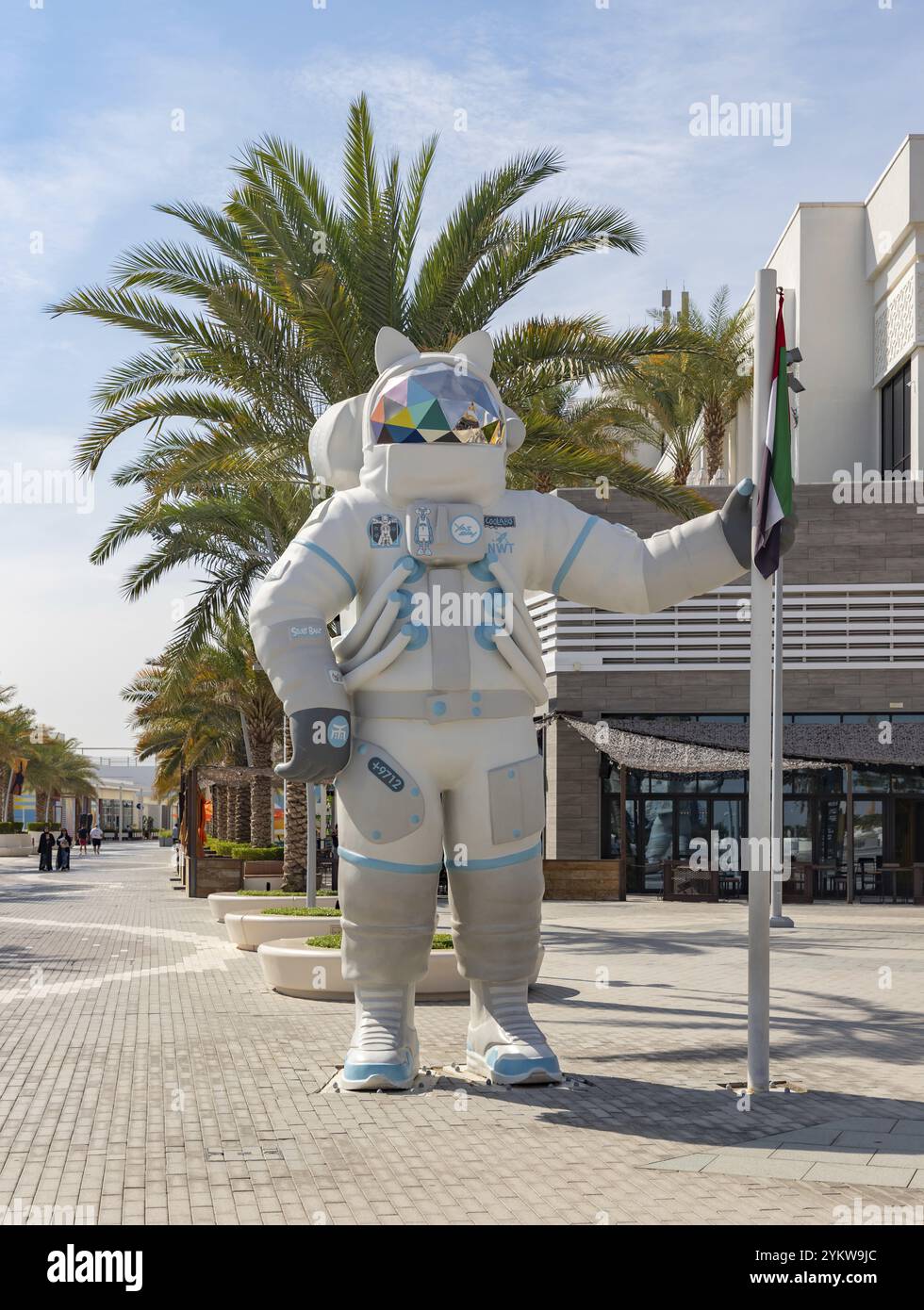 A picture of the Astrocat sculpture at the Yas Bay Island waterfront ...