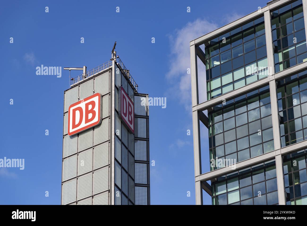 A picture of the Deutsche Bahn AG logo at the Berlin Central Station ...