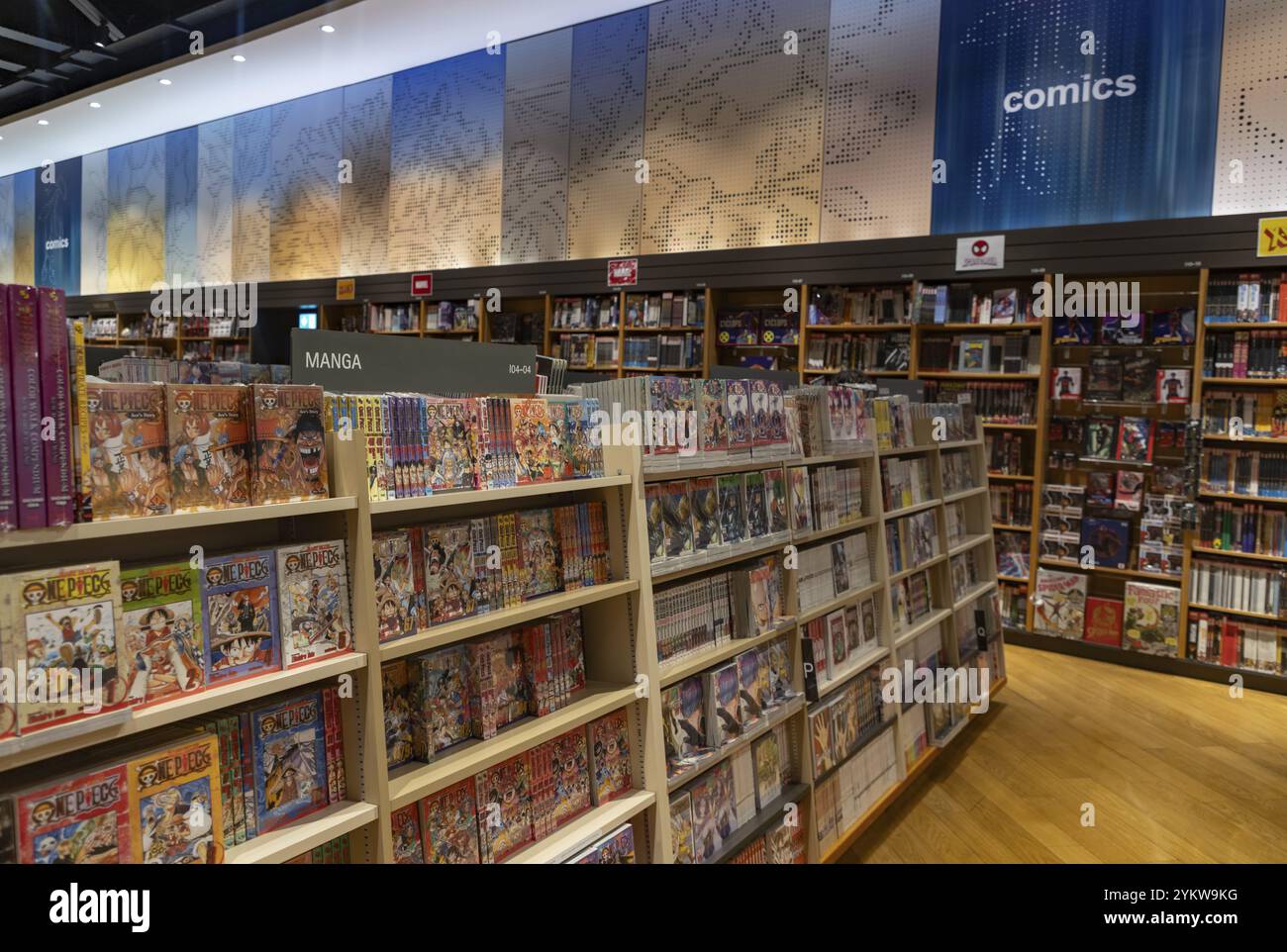 A picture of the manga and anime comics section at a large bookstore ...