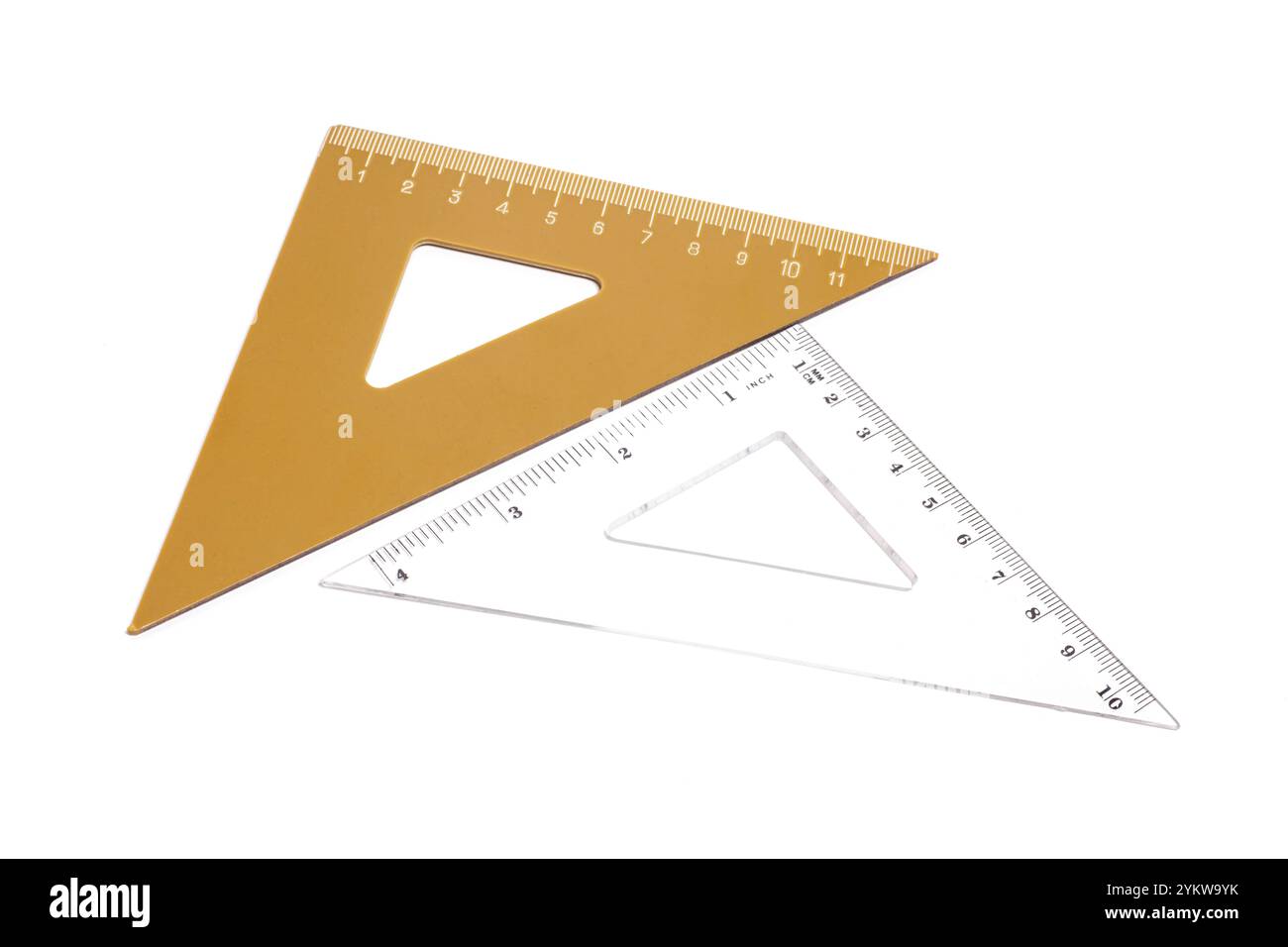 Triangle rulers isolated on white background Stock Photo - Alamy