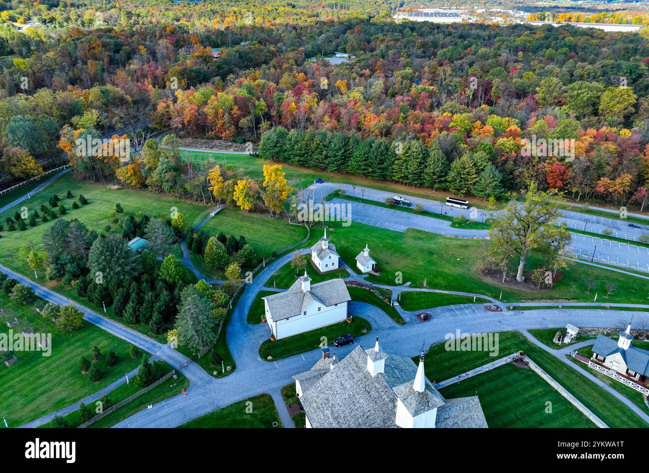 Aerial view showcases vibrant orchard hi-res stock photography and ...