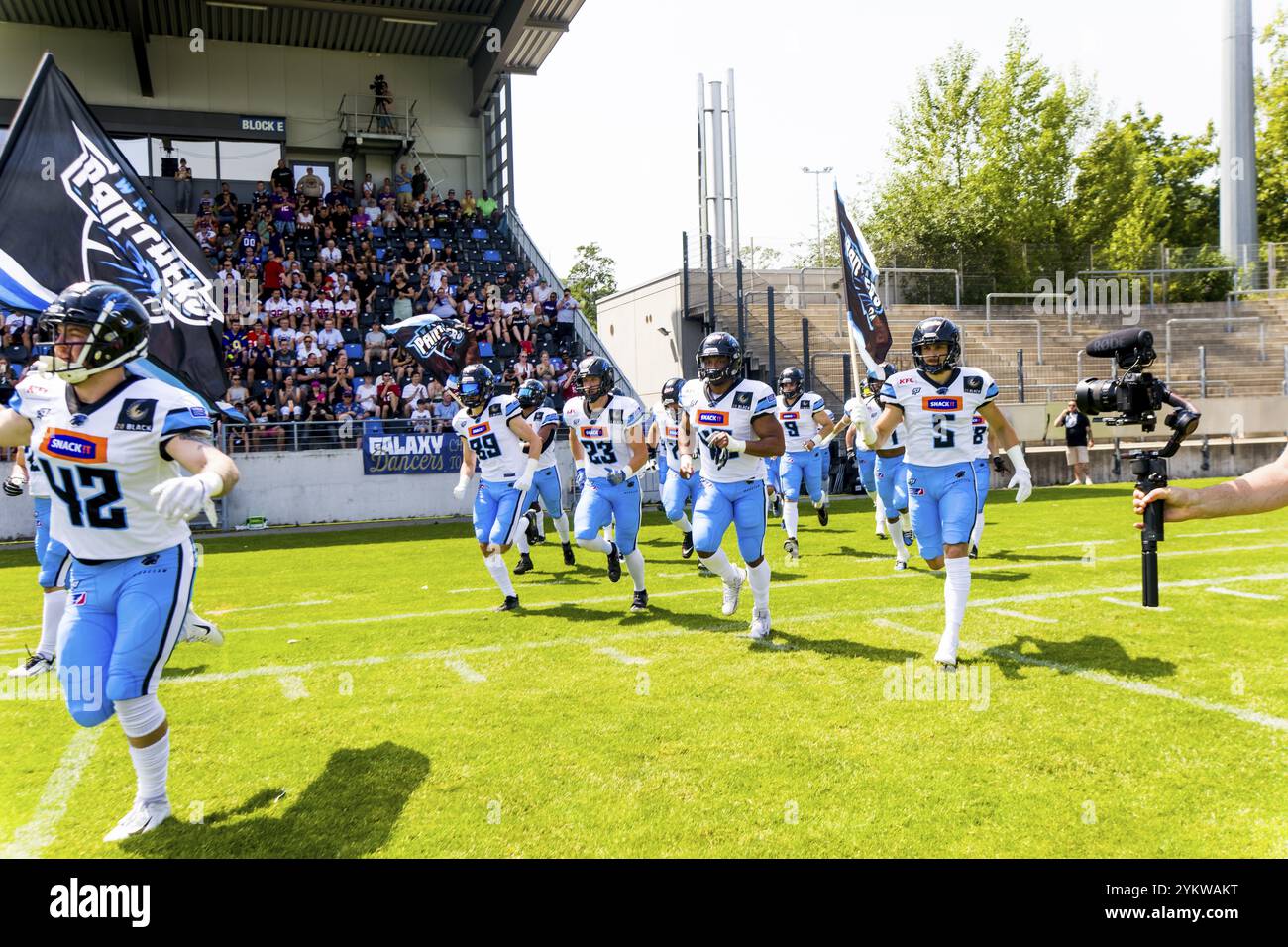 Panthers Wroclaw run-in to the PSD Bank Stadium Stock Photo - Alamy
