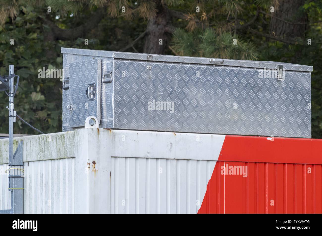 Metal box on container roof Stock Photo - Alamy