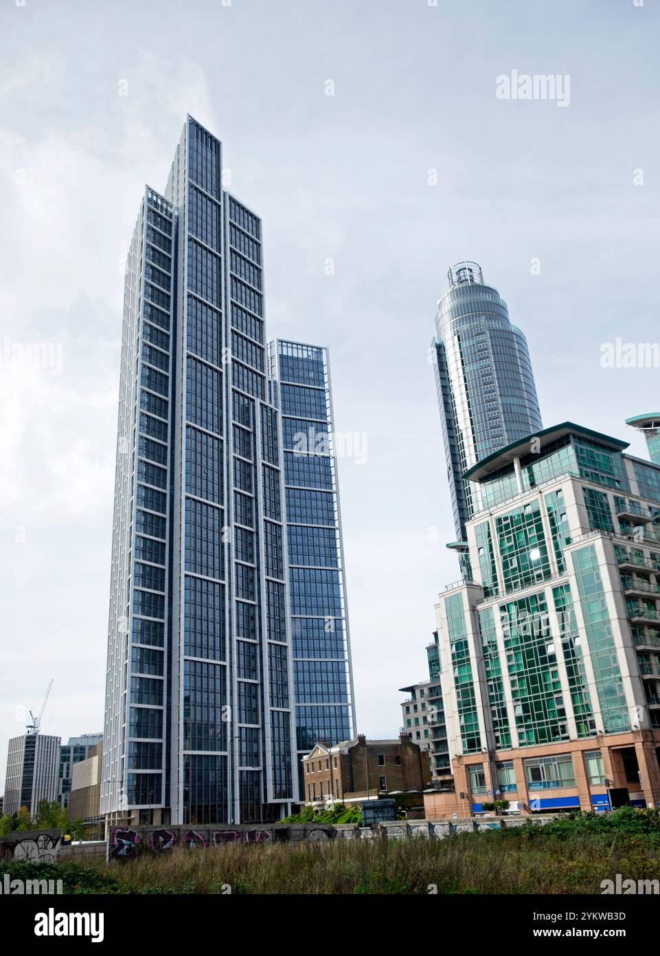 Residential tower blocks St. George Wharf Vauxhall in South London ...