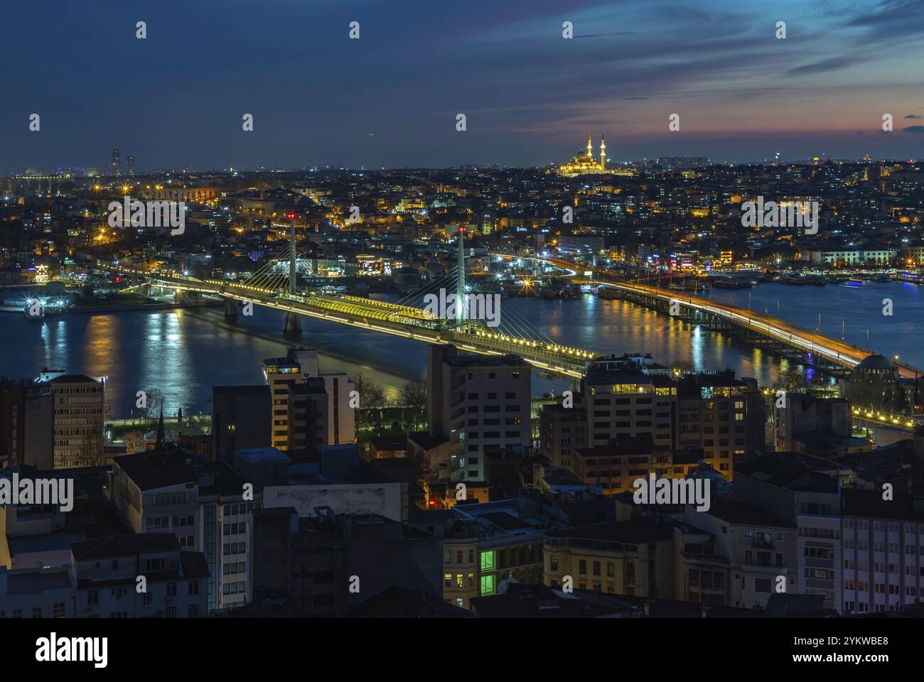 A picture of the Golden Horn Bridge and the Ataturk Bridge at night ...