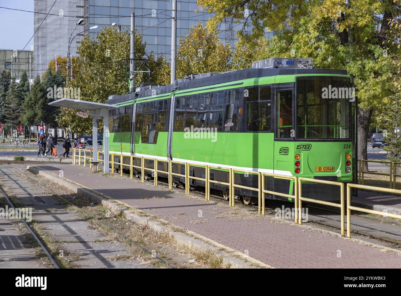 A picture of a Bucharest tram in the fall Stock Photo - Alamy