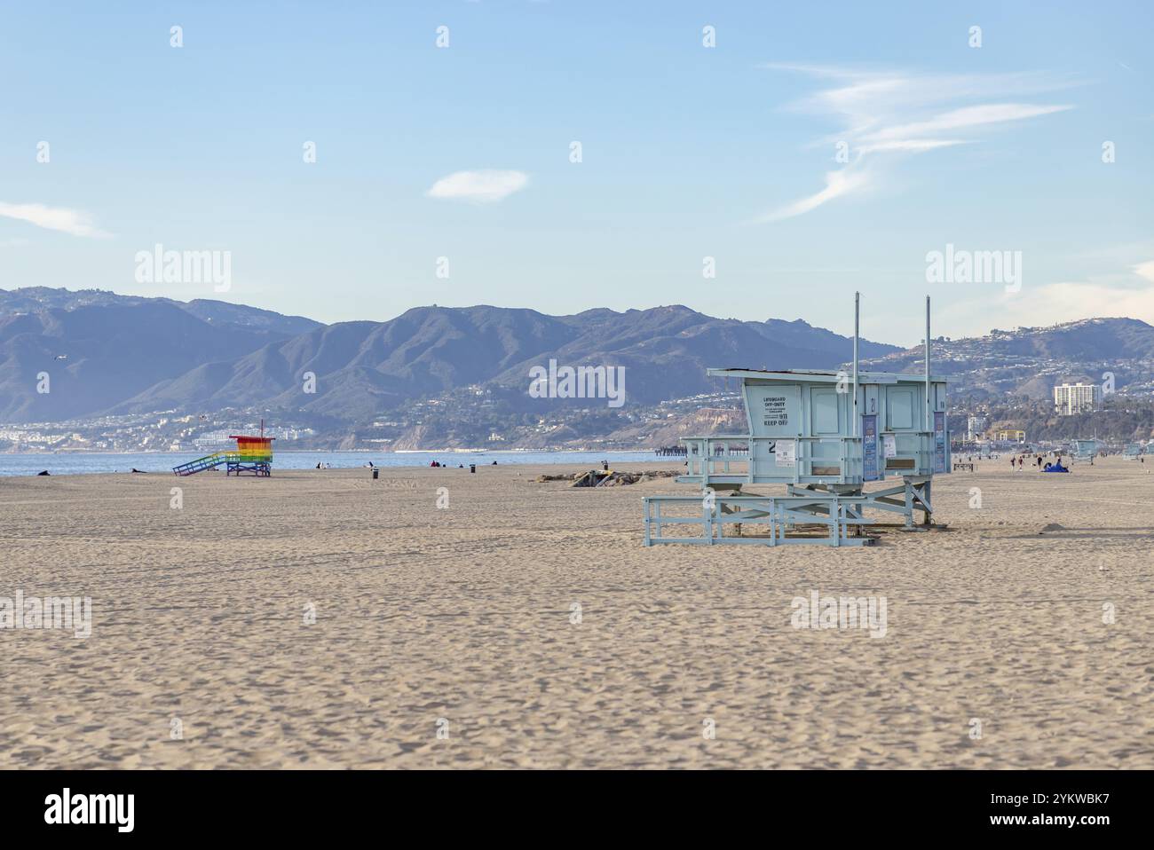 A picture of a light blue lifeguard tower on Venice Beach Stock Photo ...