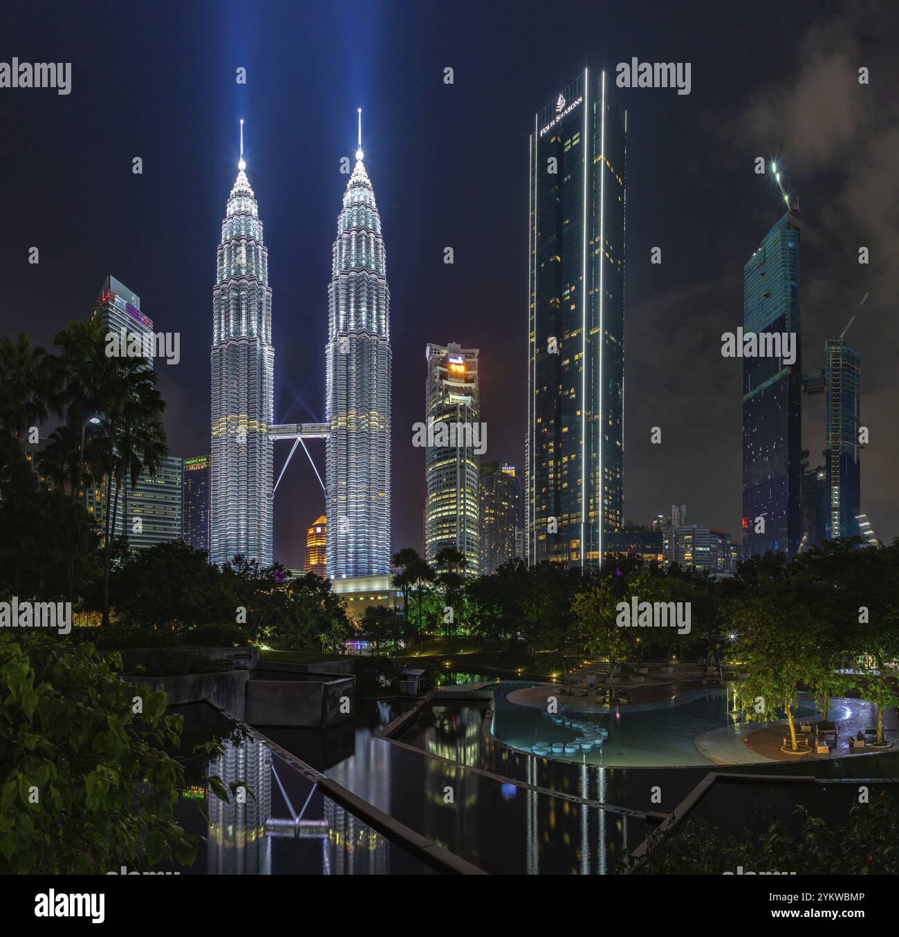 A picture of the Petronas Twin Towers as seen from the KLCC Park at ...