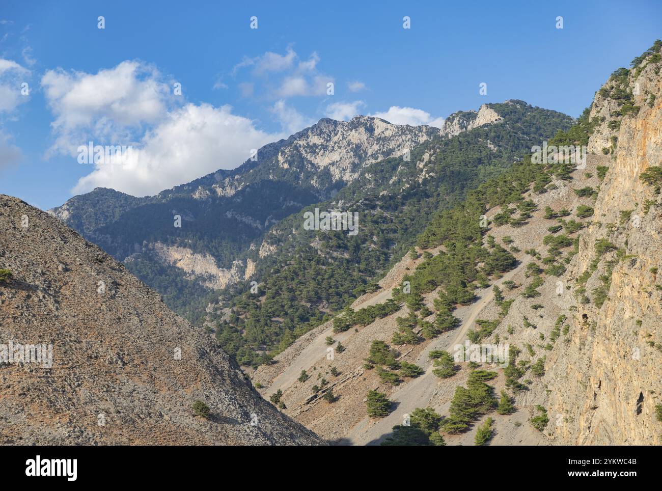 A picture of the Samaria Gorge landscape as seen from afar Stock Photo ...