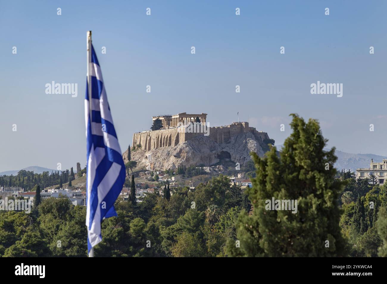 A picture of the Acropolis of Athens, and the Parthenon, as seen above ...