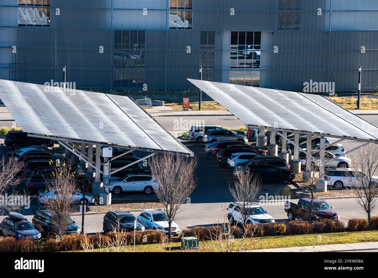 Calgary Alberta Canada, October 30 2024: Cars parked under solar ...