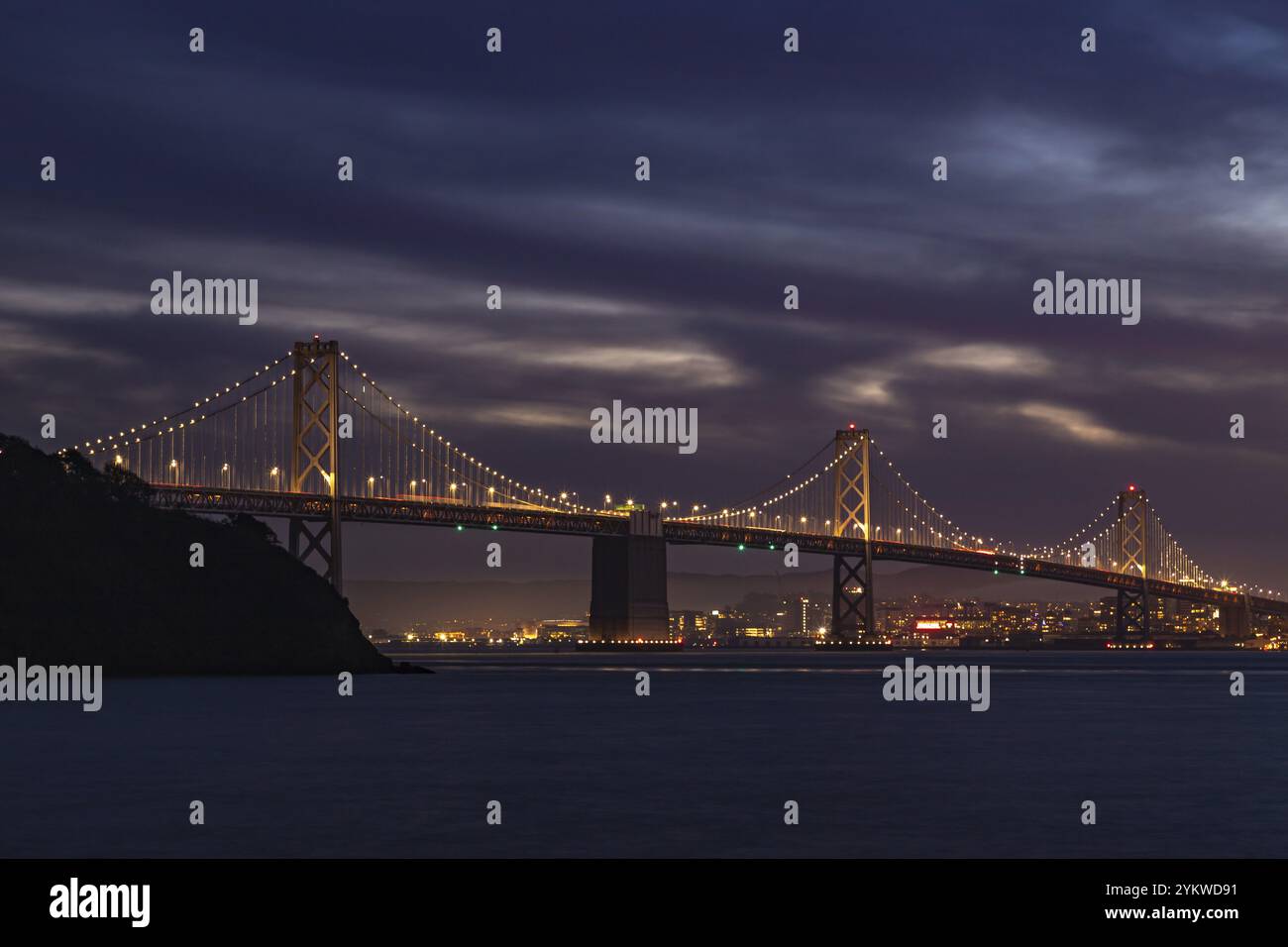 A picture of the Oakland Bay Bridge as seen from Treasure Island at ...