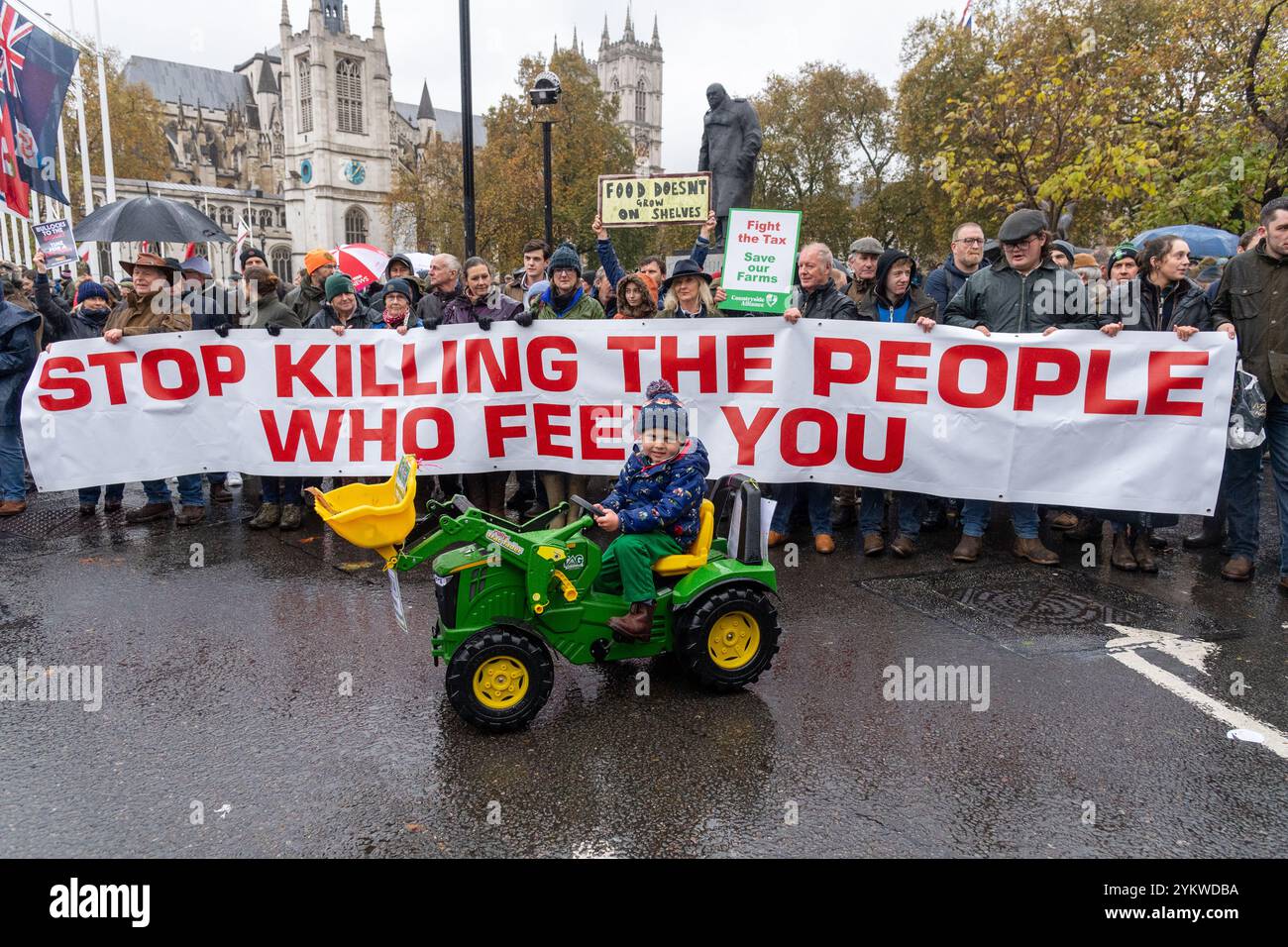 London, UK. 19th Nov, 2024. Farmers stage a protest in Westminster over ...