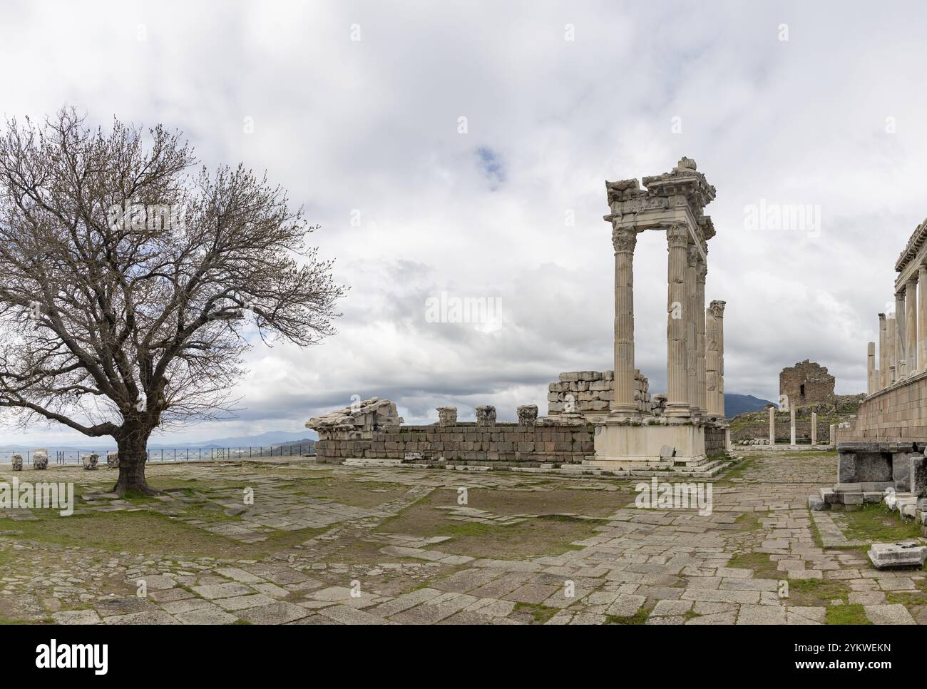 A picture of the Temple of Trajan at the Pergamon Ancient City Stock ...
