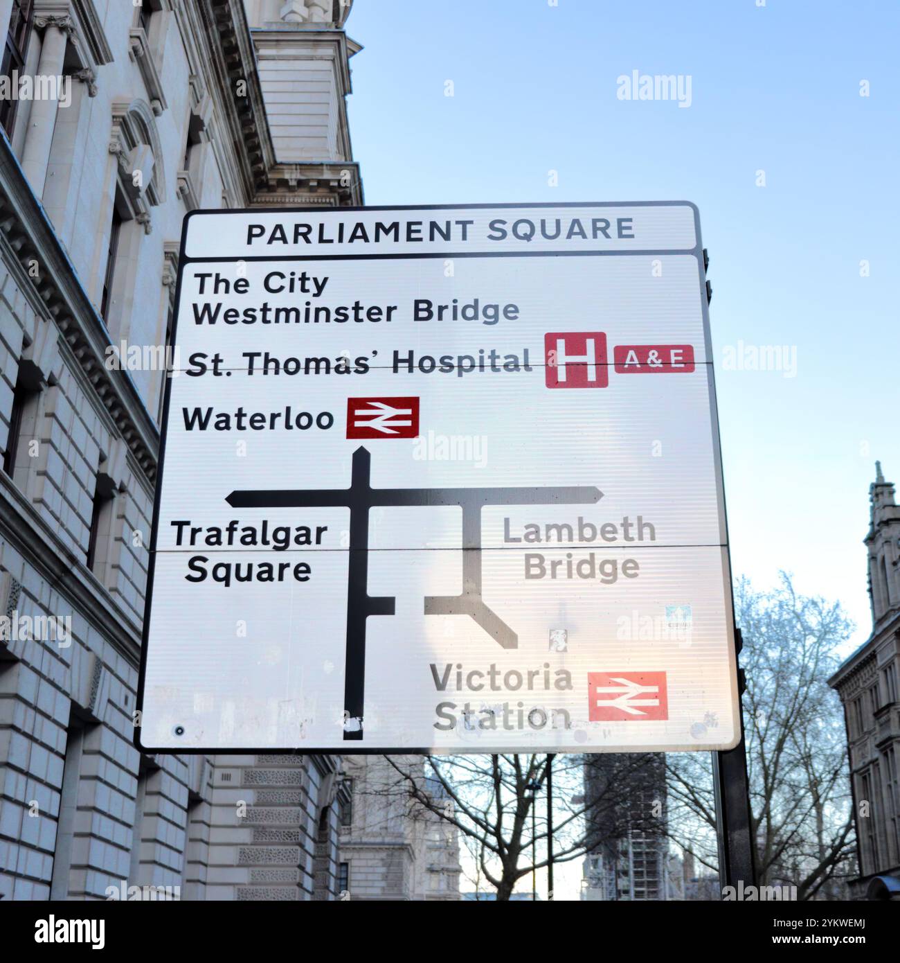 Parliament Square road traffic sign, City of Westminster, London SW1 ...
