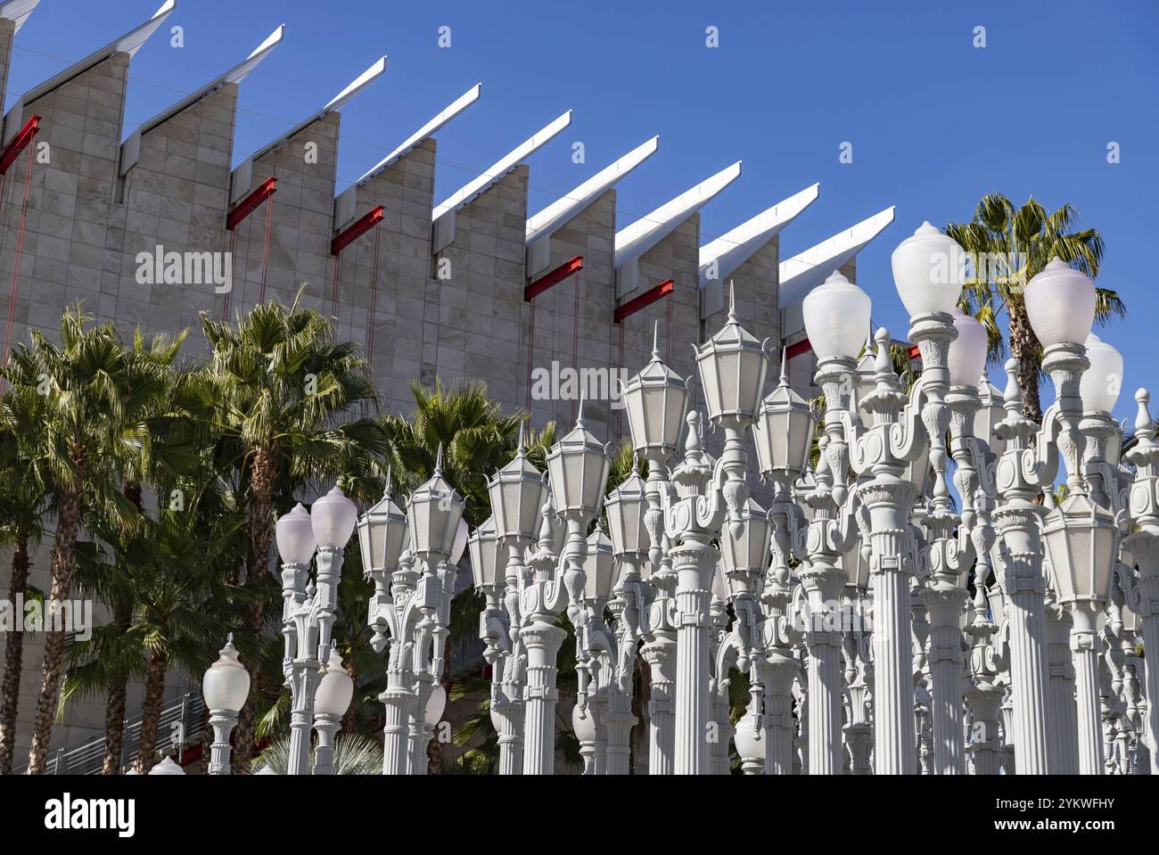 A picture of Urban Light, a public art designed by Chris Burden and ...