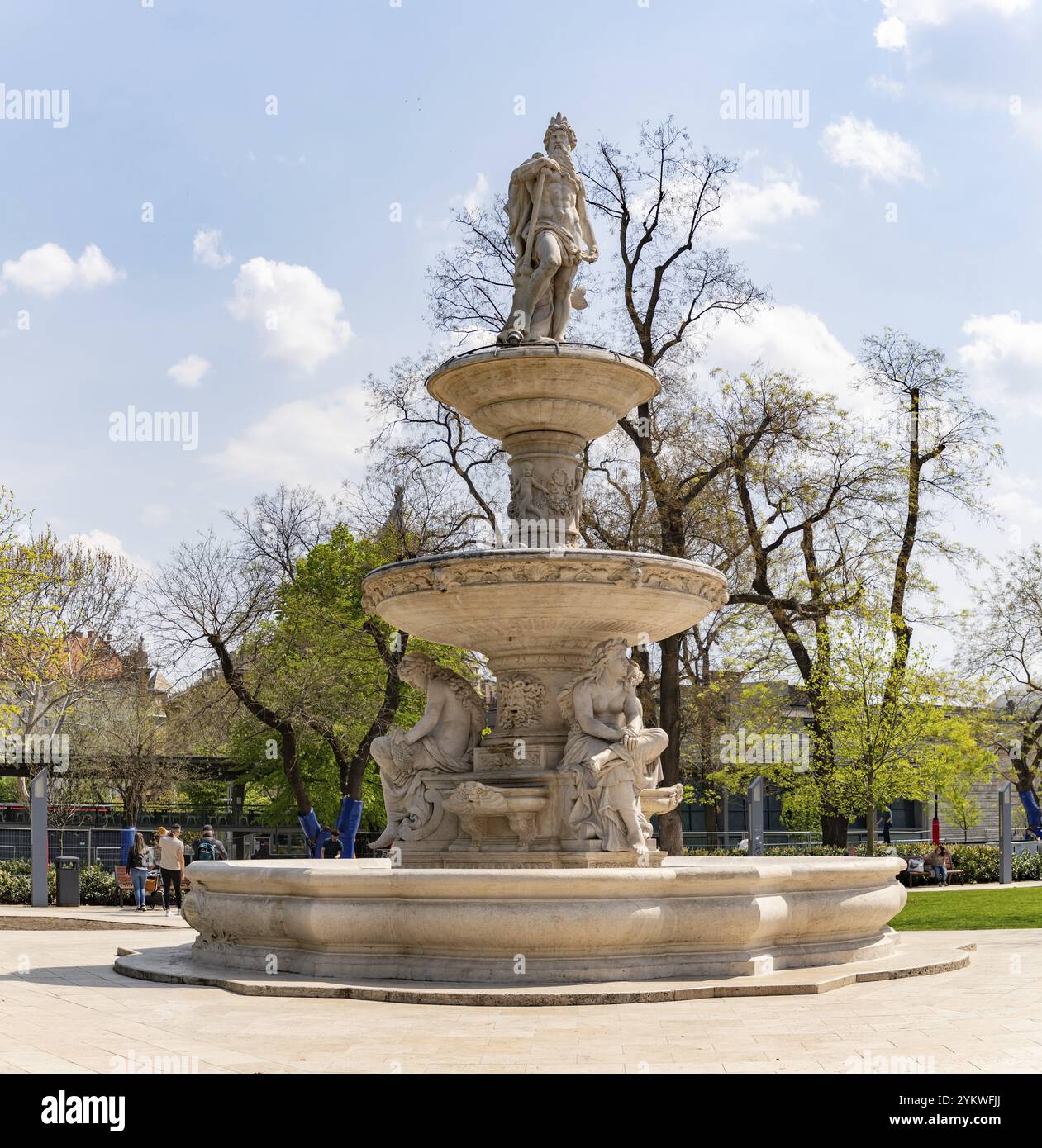 A picture of the Danubius Fountain at the Elizabeth Square park Stock ...