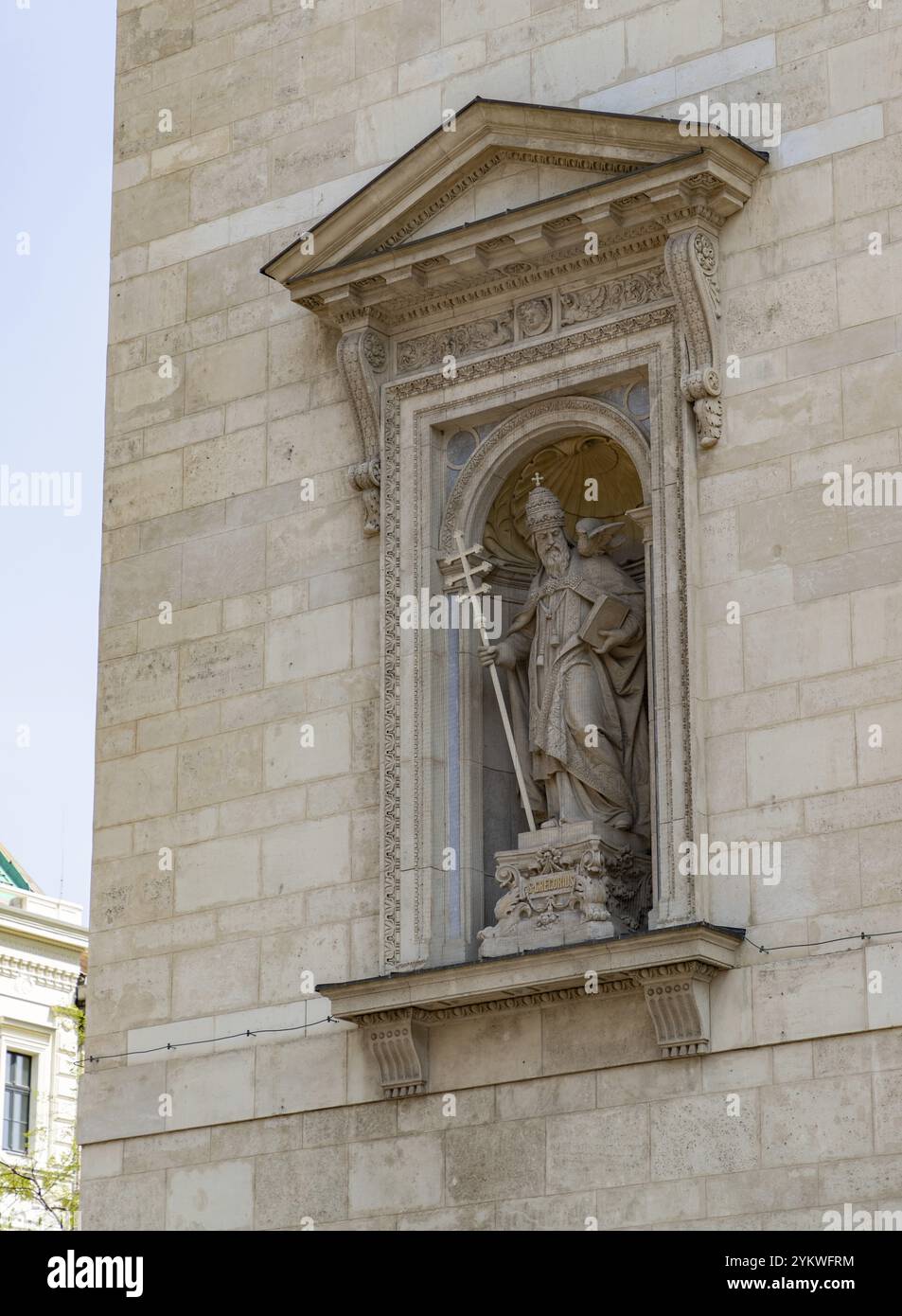 A picture of the Saint Gregory statue on the facade of St. Stephen's ...