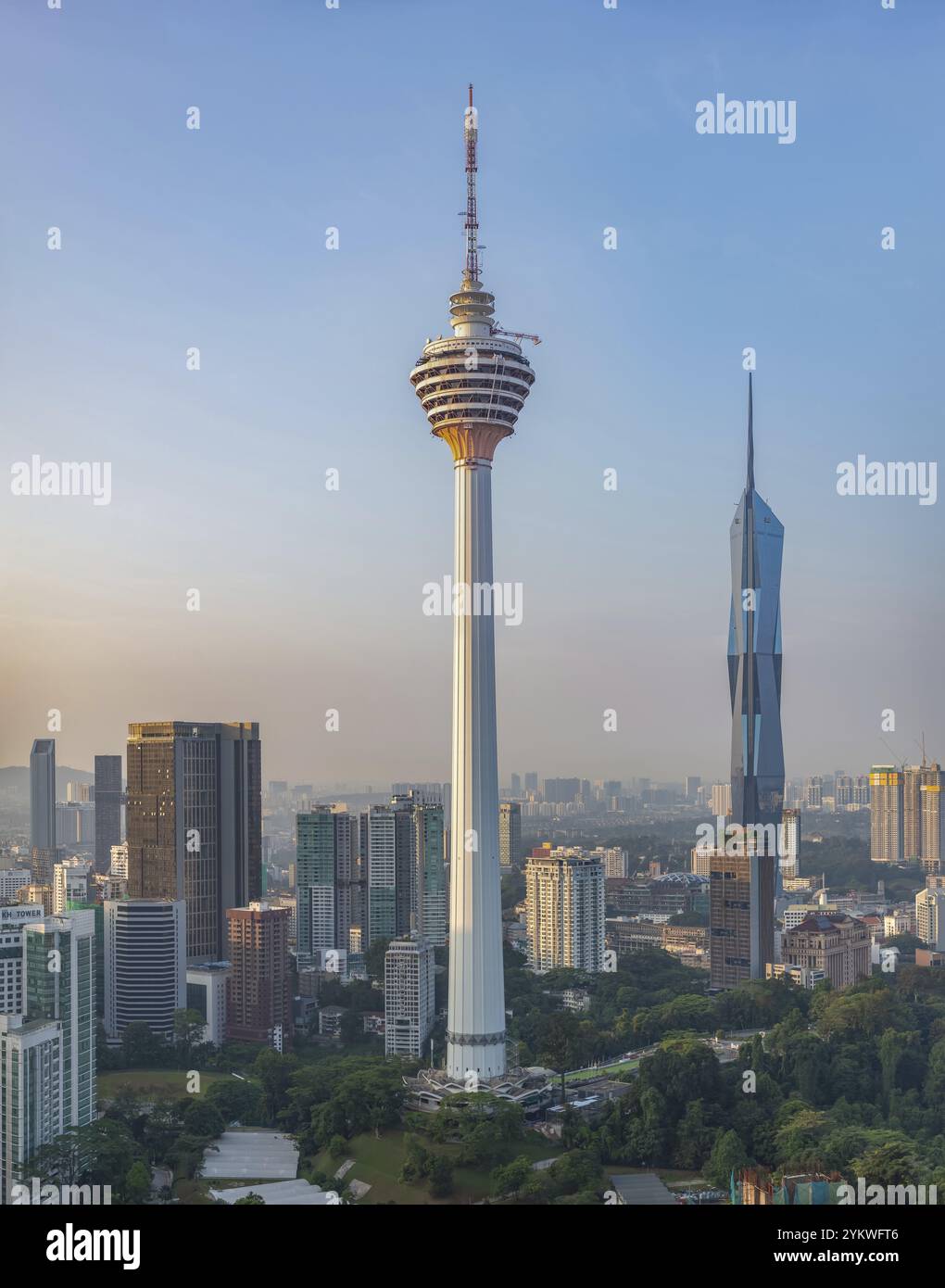 A picture of the Menara Kuala Lumpur and Merdeka 118 Towers at dawn ...