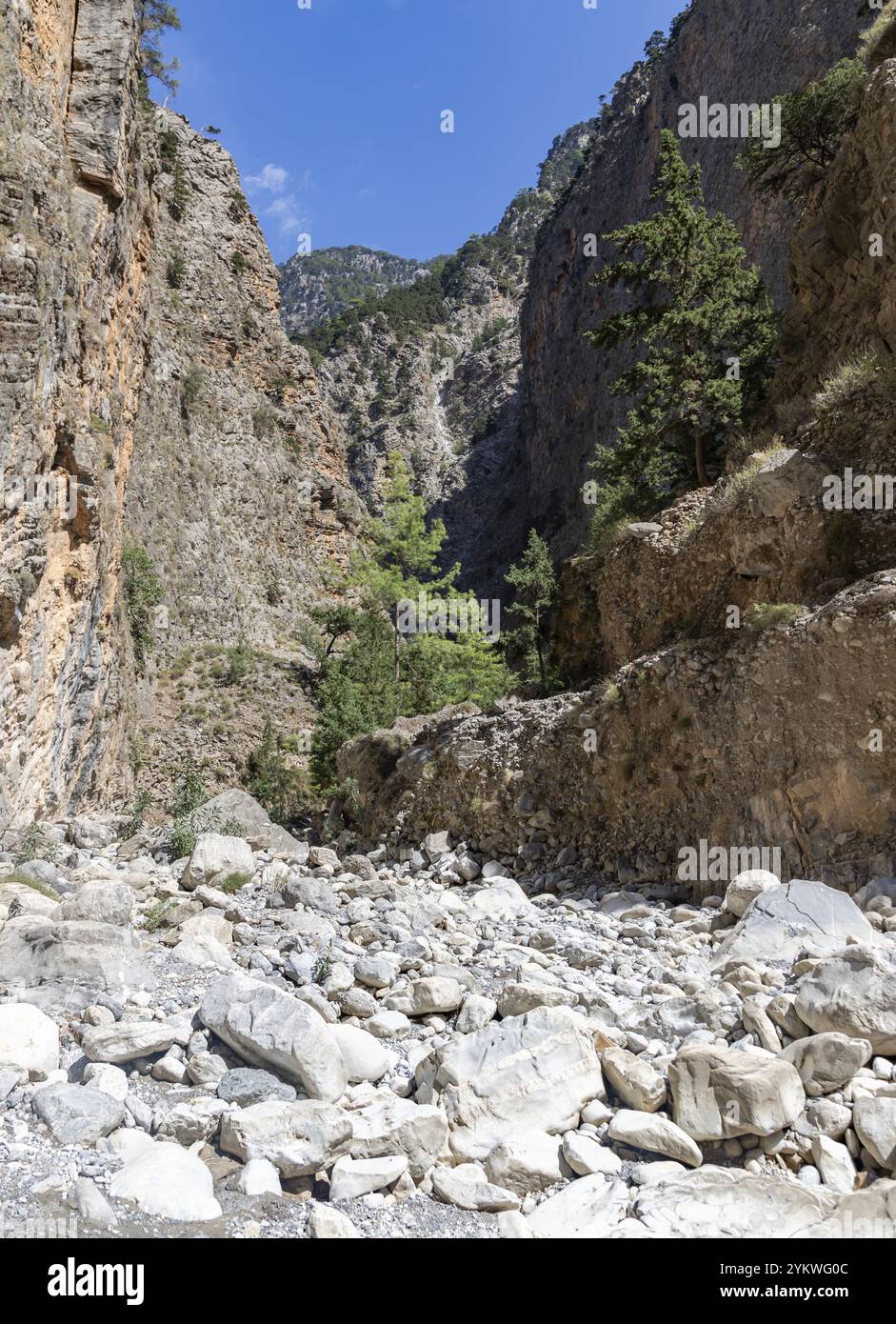 A picture of the classic Samaria Gorge landscape, with rocks on the ...
