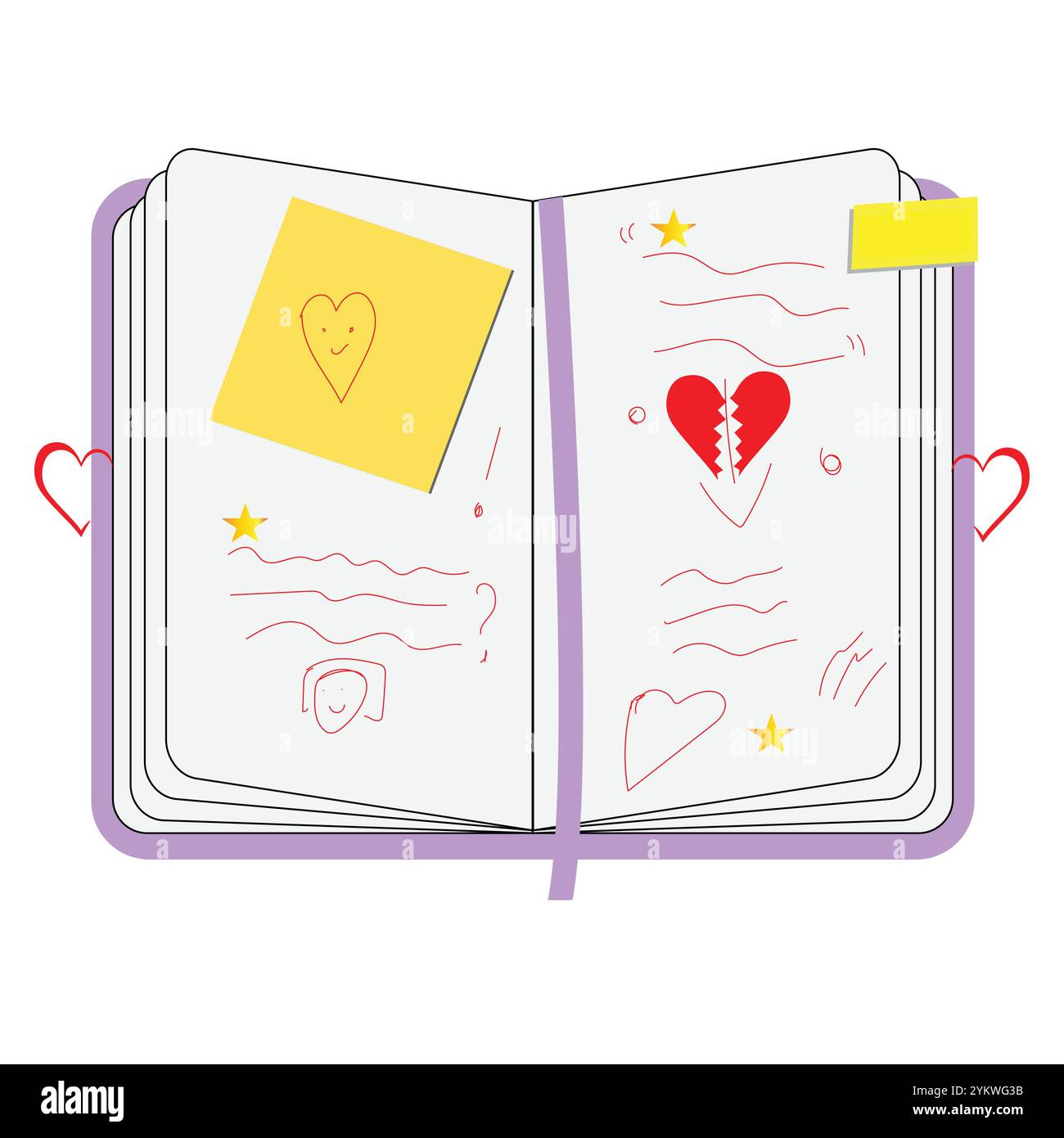 Open notebook with sticky notes and doodles Stock Vector Image & Art ...