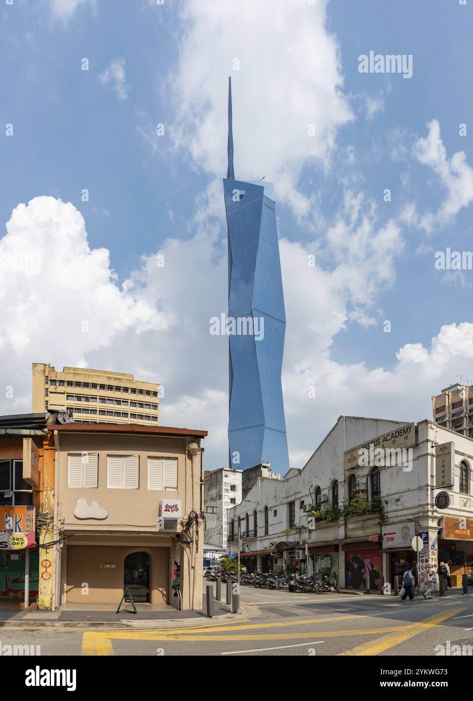 A picture of the Merdeka 118 Tower as seen from downtown Kuala Lumpur ...