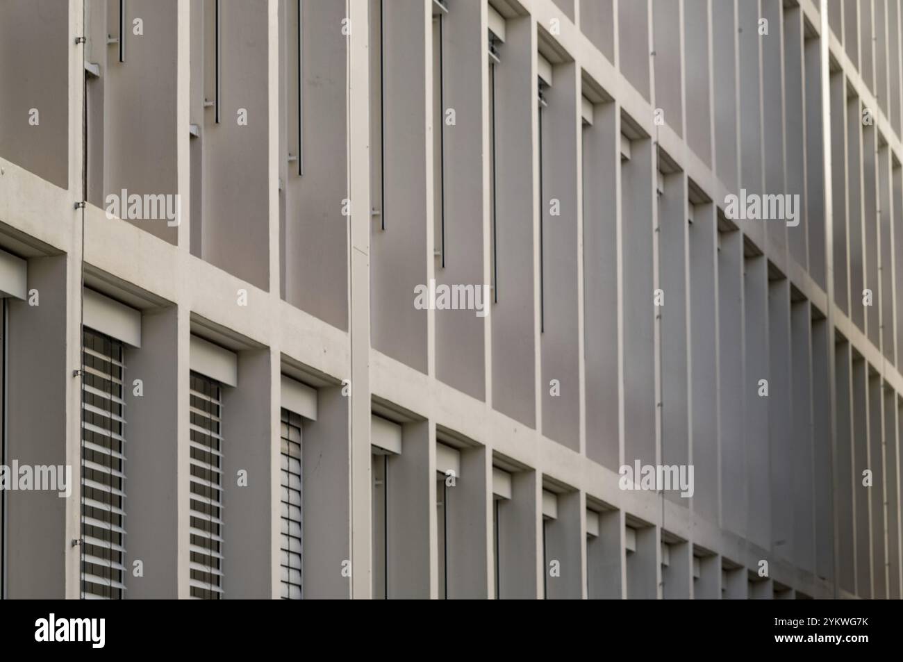 Long rows of windows of an office building from the 1960s Stock Photo ...