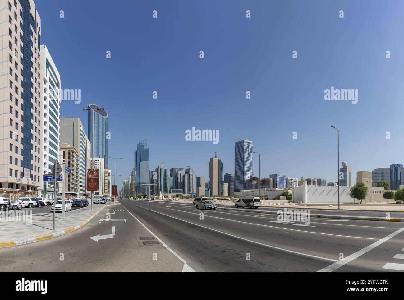 A picture of the Qasr Al Hosn, on the right, and the buildings of the ...
