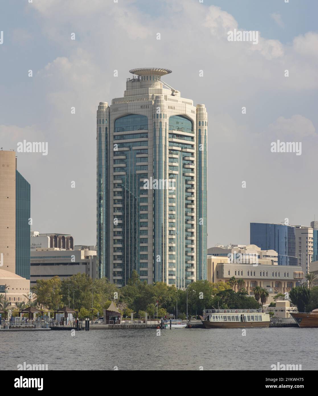 A picture of the Dubai Creek Tower building at Dubai Creek Stock Photo ...
