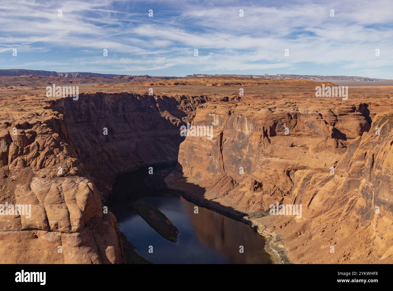 A picture of the Colorado River and the Grand Canyon landscape around ...